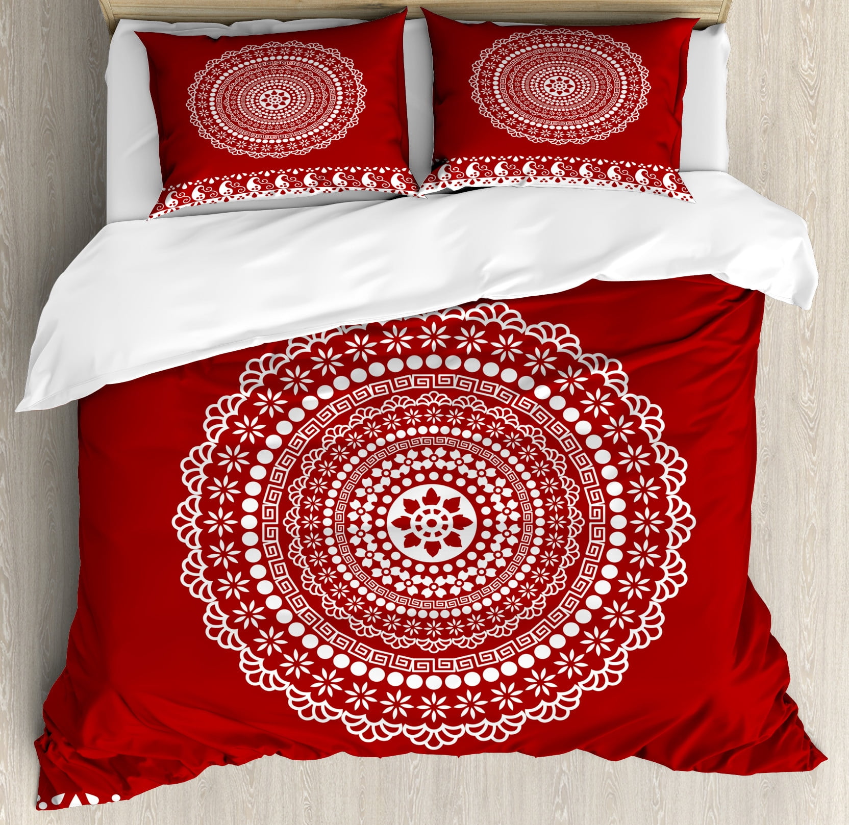 Mandala Duvet Cover Set, Traditional Paisley Design with Side Frame ...