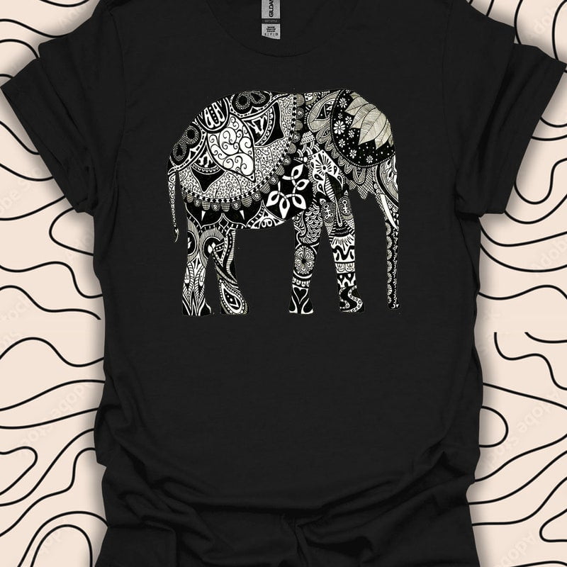 Mandala Elephant Shirt Intricate Design Gift Bohemian Humor Graphic,for ...