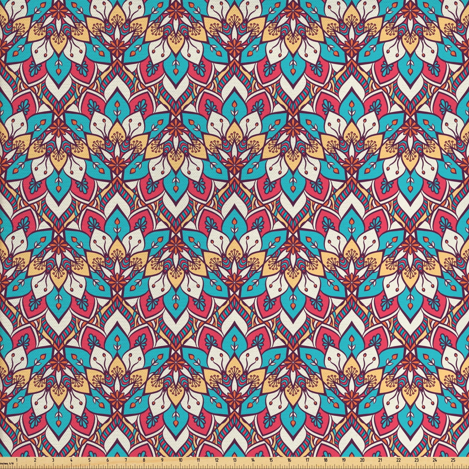 Ambesonne Mandala Fabric by the Yard Upholstery, Oriental Pattern, 2 ...