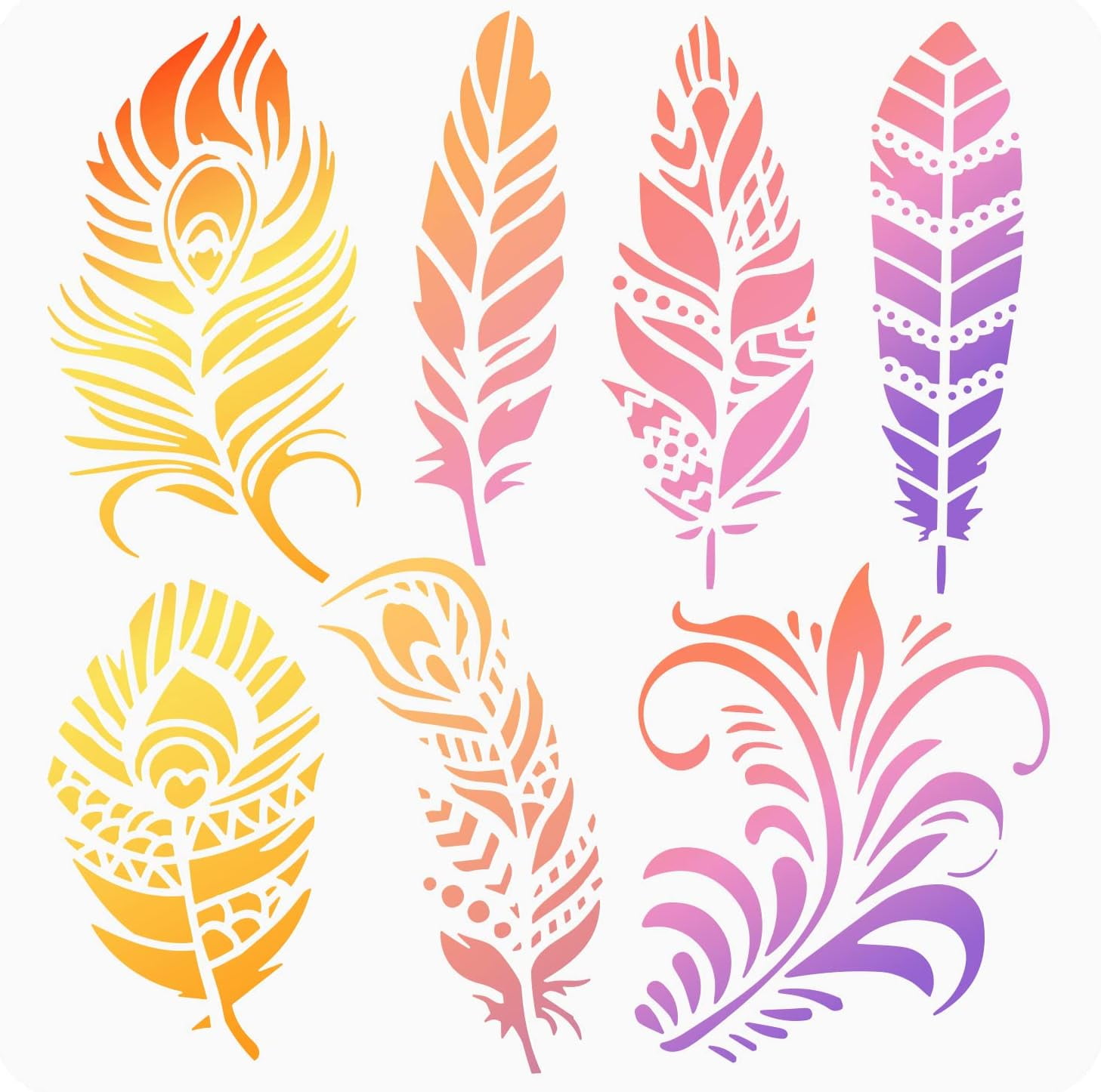 Mandala Feather Painting Stencil 11.8x11.8 inch Hollow Out Indian ...
