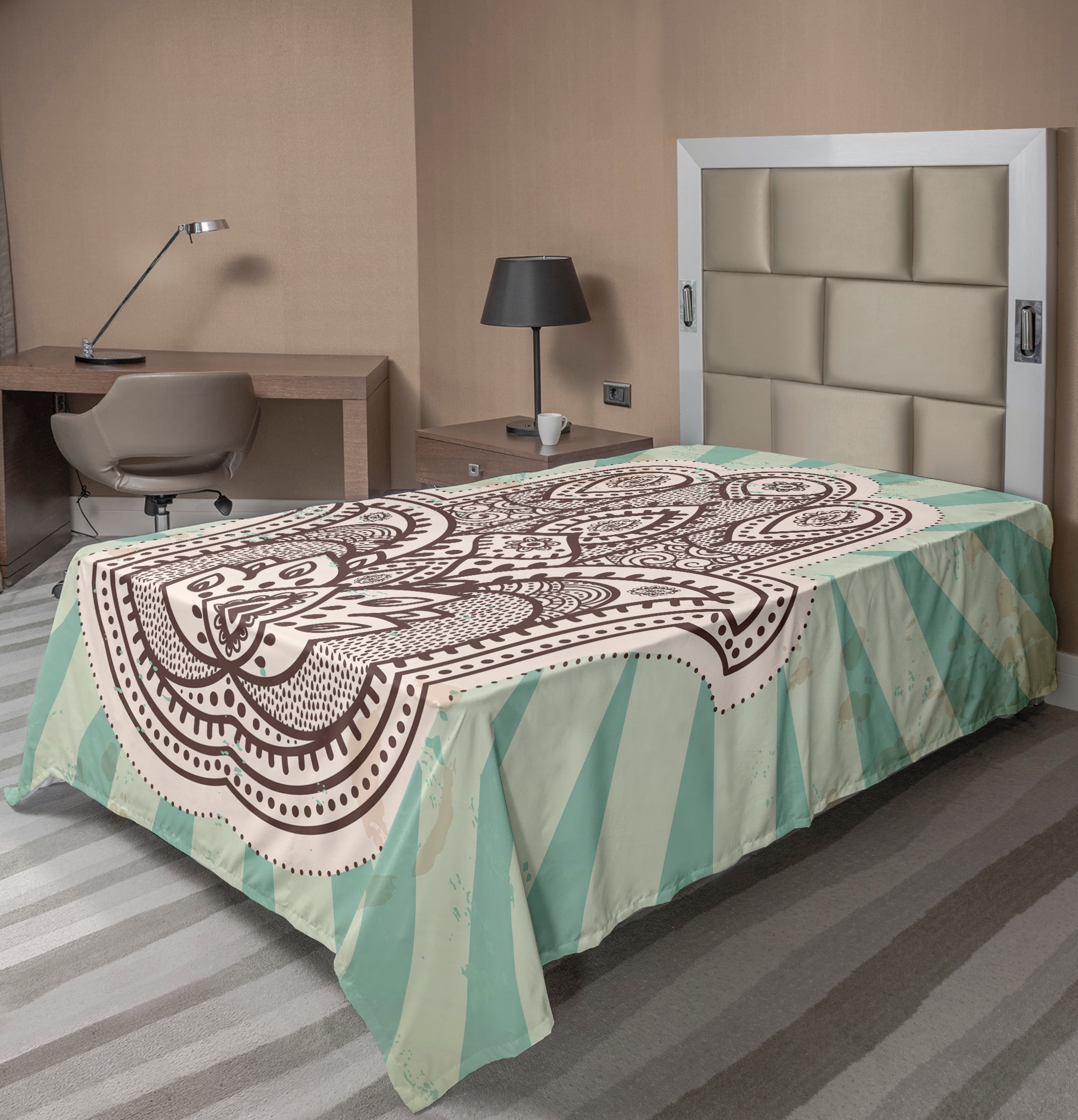 Mandala Flat Sheet, Middle Eastern Hand Motif with Stripes Background ...