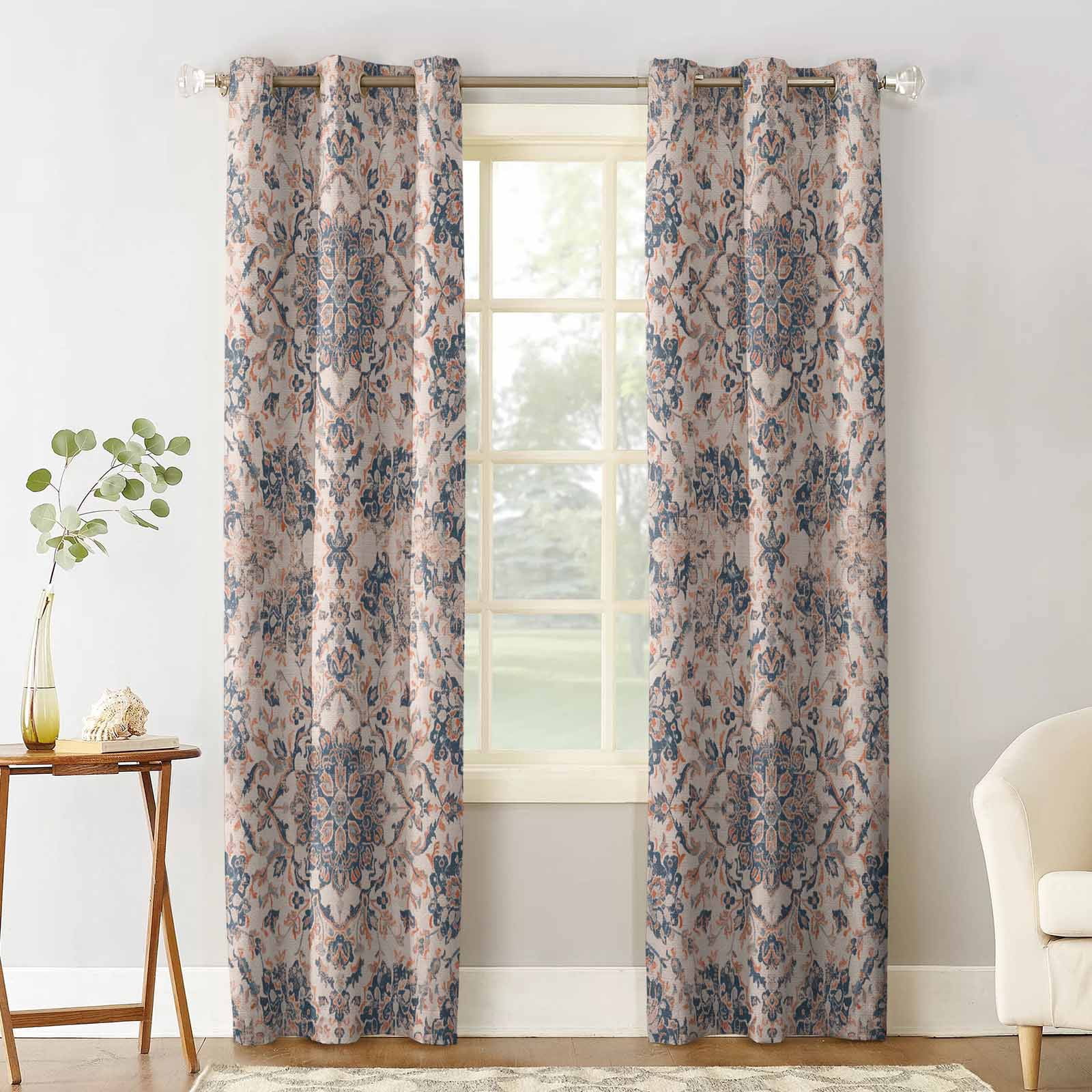 Mandala Floral Blackout Curtains 72 Inches Length Boho Bohemian Ethnic