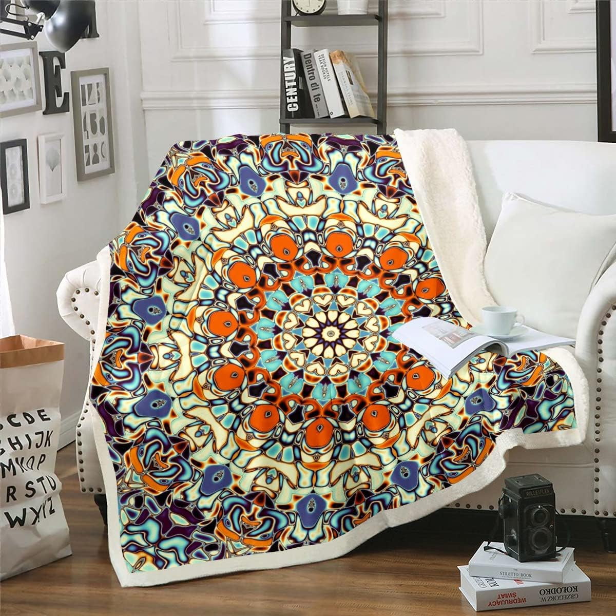 Mandala Floral Blanket Vintage Flower Throw Blanket for Bed for Kids ...