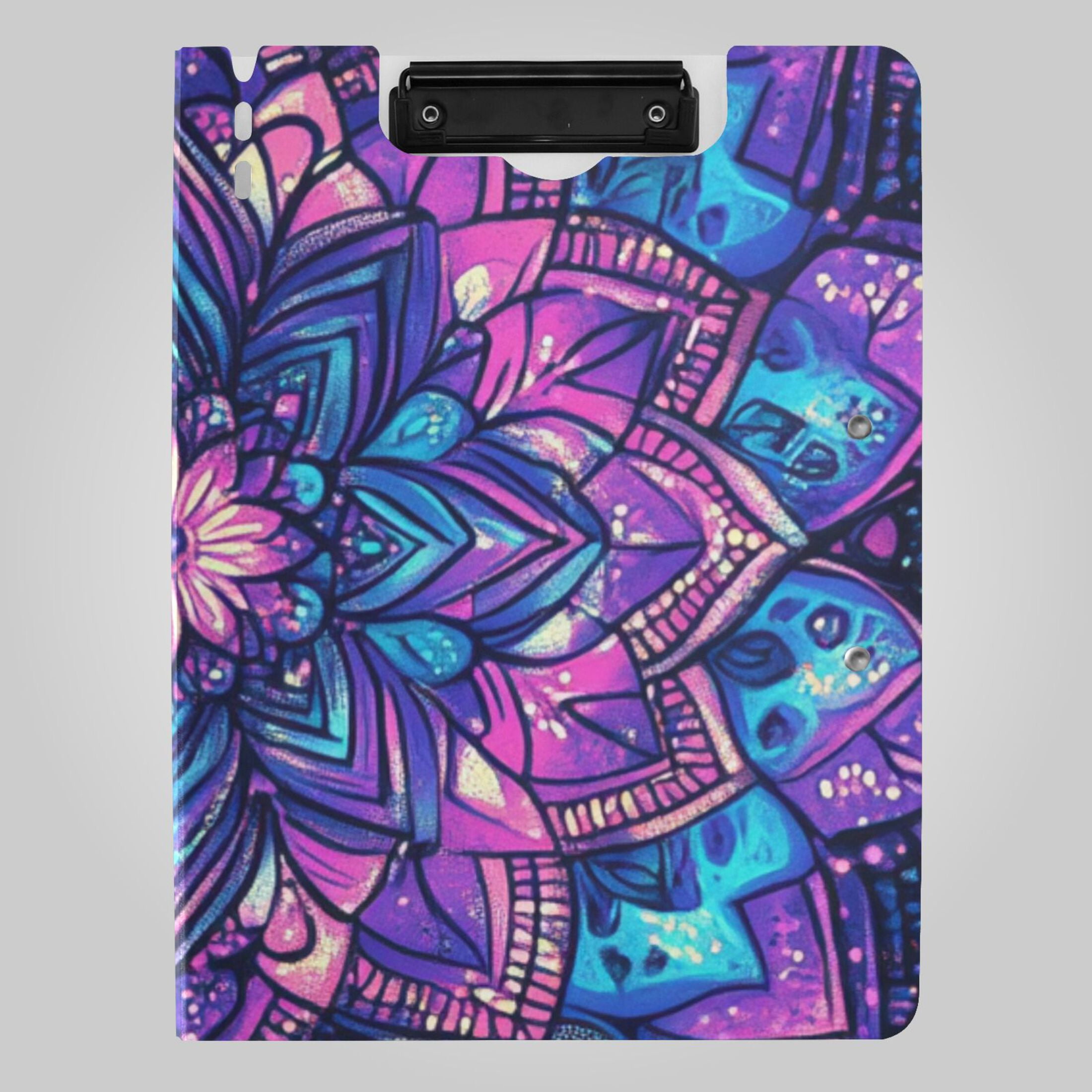 Mandala Floral Foldable Binder Folder Clipboard with Pen Slot Double ...