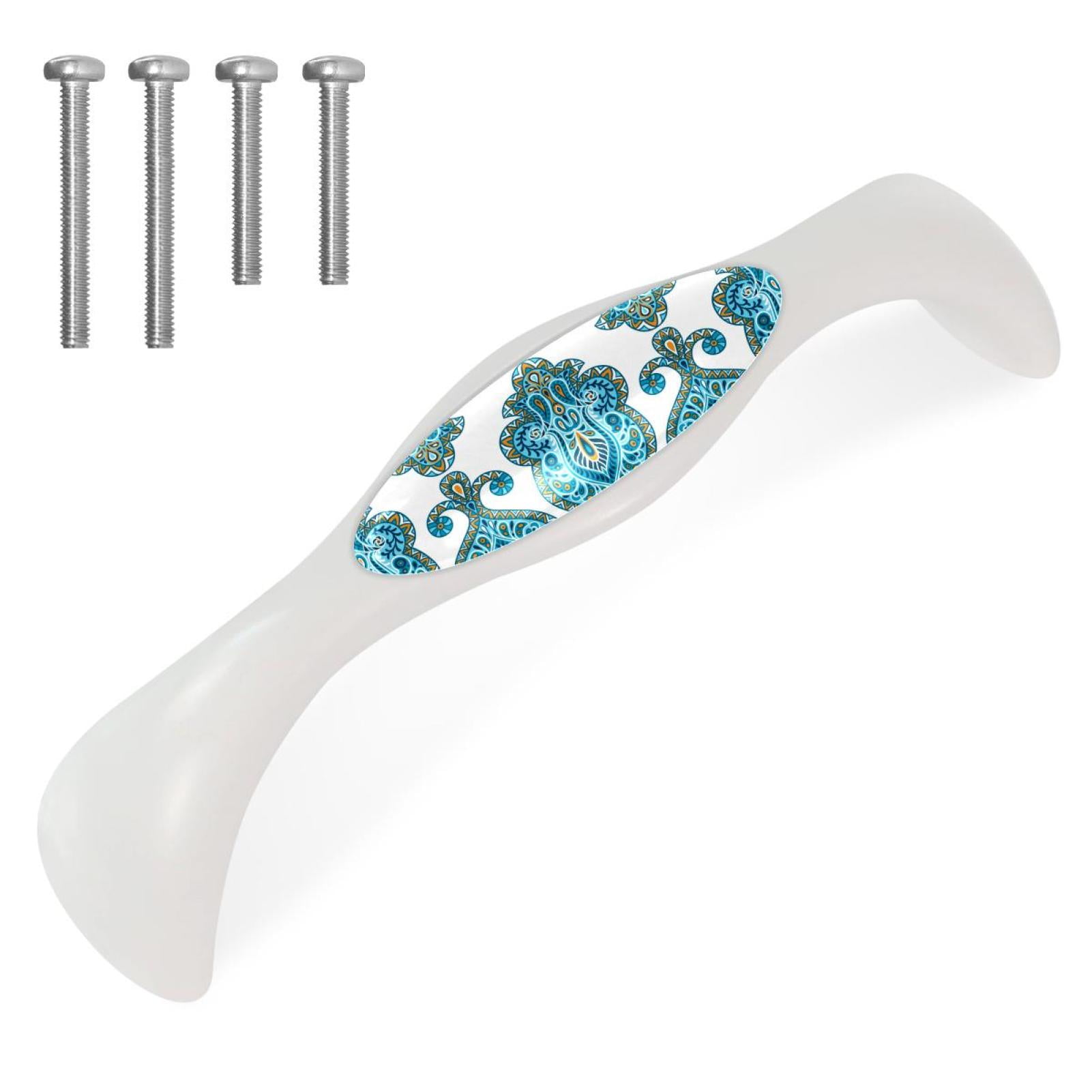 Mandala Floral Knob 4 Pack Arched Drawer Pulls Crystal Glass White ...