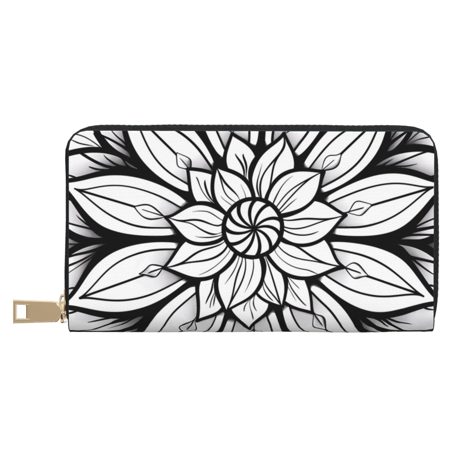 Mandala Floral Line Art Wallet Women, Leather Bifold Multi Card Wallet ...