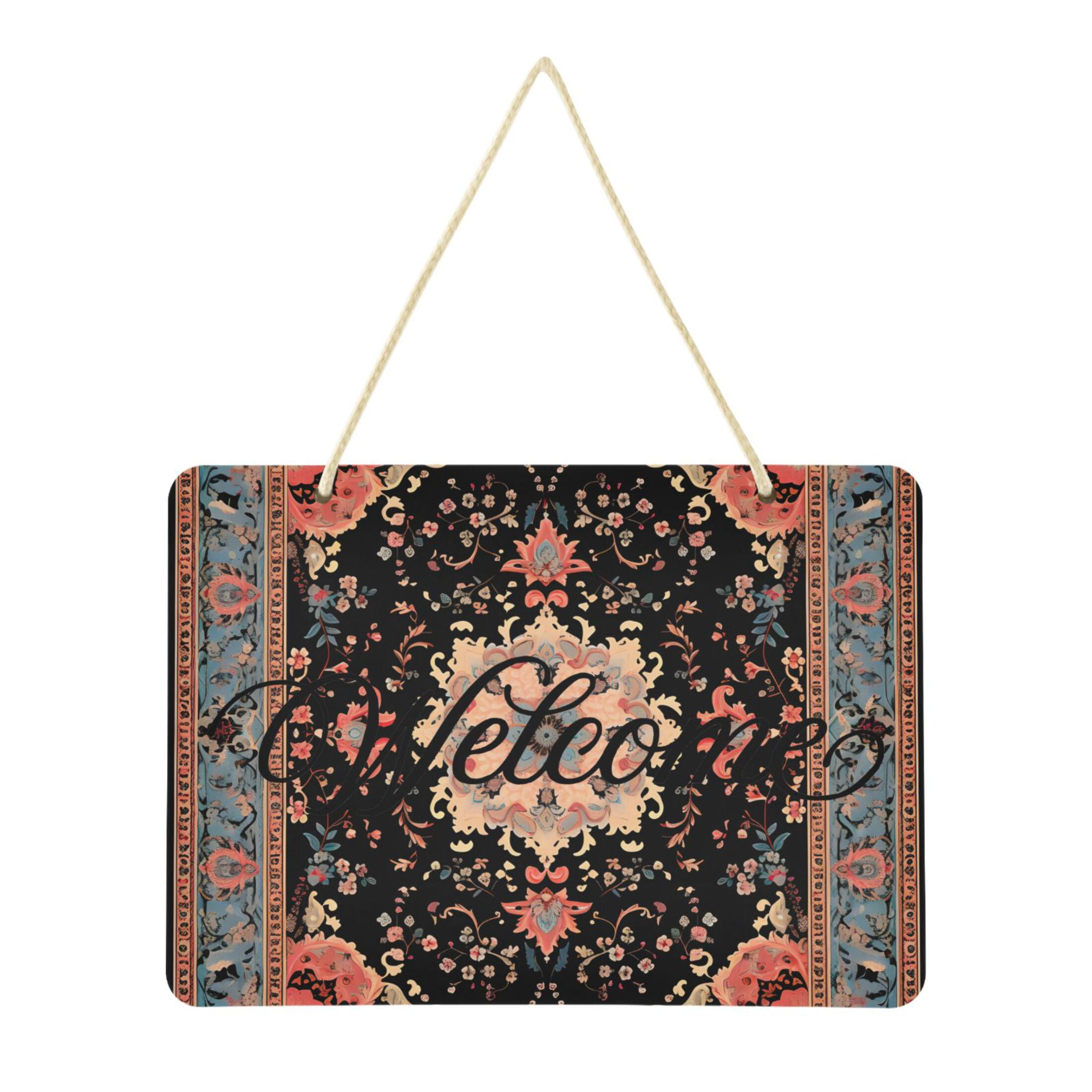 Mandala Floral Welcome Sign Front Door PVC 14x10 inch Hanger Hello Sign ...