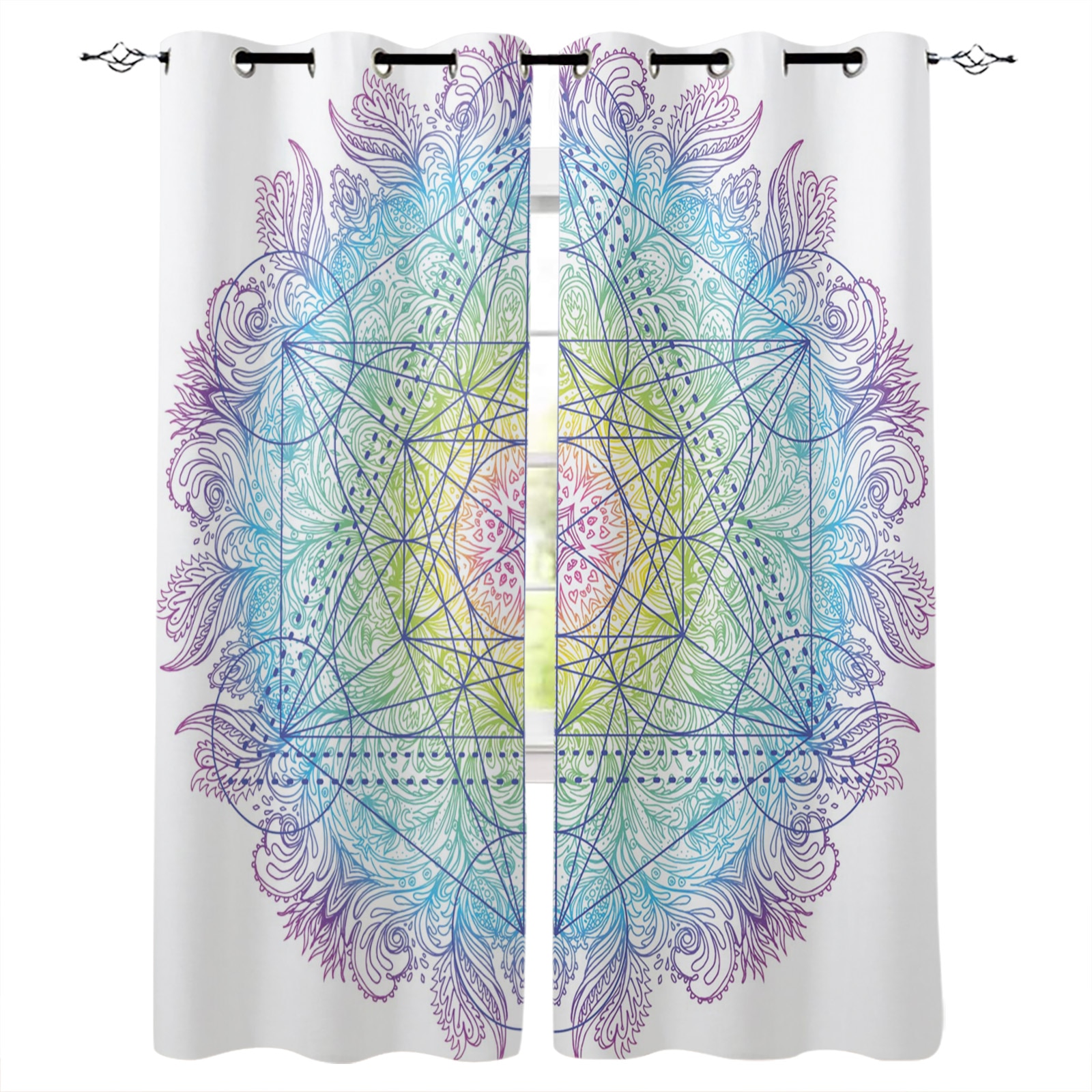 Mandala Flower Of Life Curtains For Living Room Window Curtain For ...