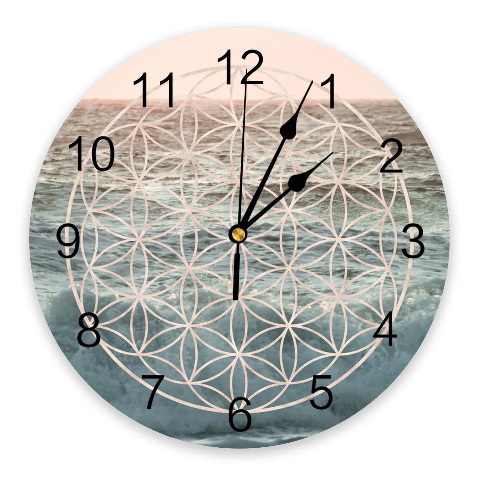 Mandala Flower Of Life Wall Clock Large Modern Kitchen Dinning Round ...