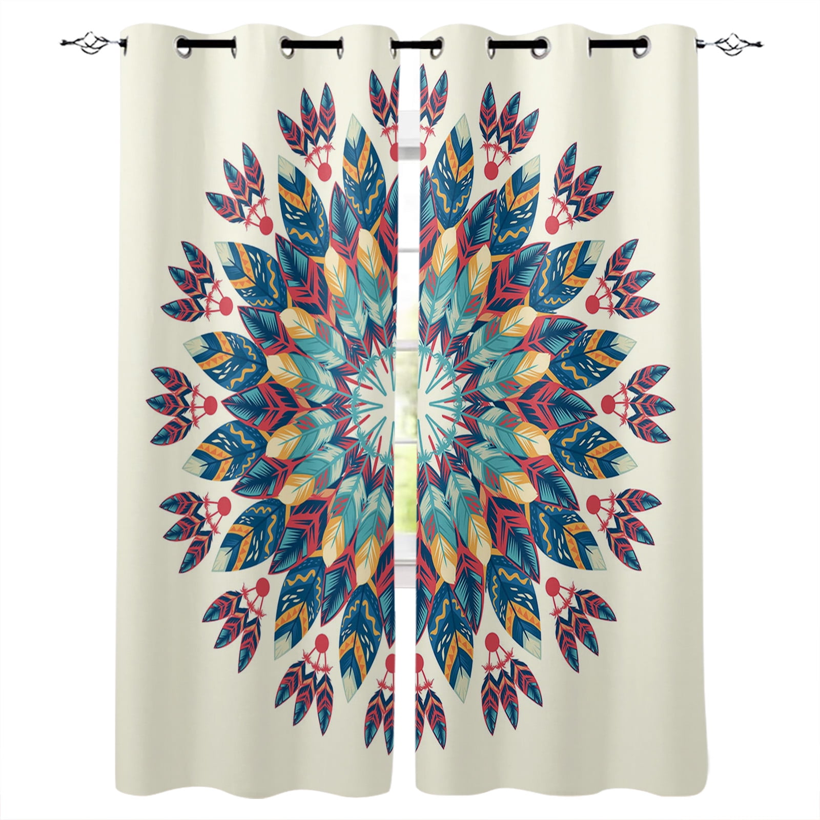 Mandala Flower Of Life Window Curtains for Living Room Kitchen Kids ...