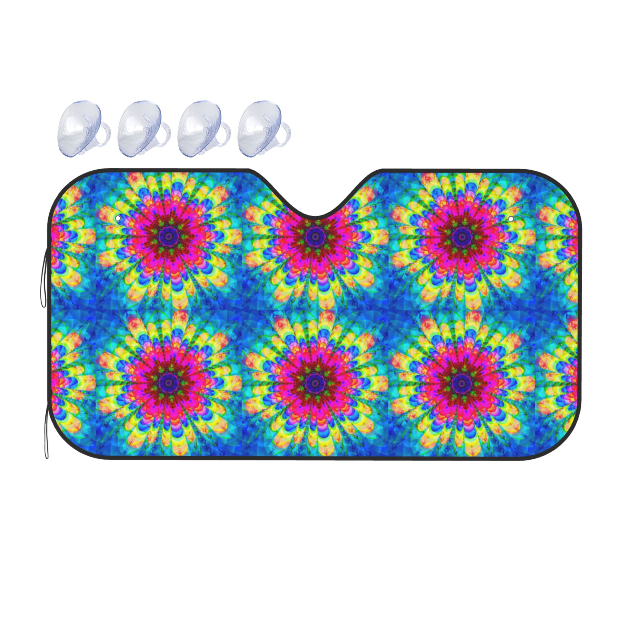 Mandala Flower Tie Dye 1-Piece Car Front Window Sunshade-Foldable for ...