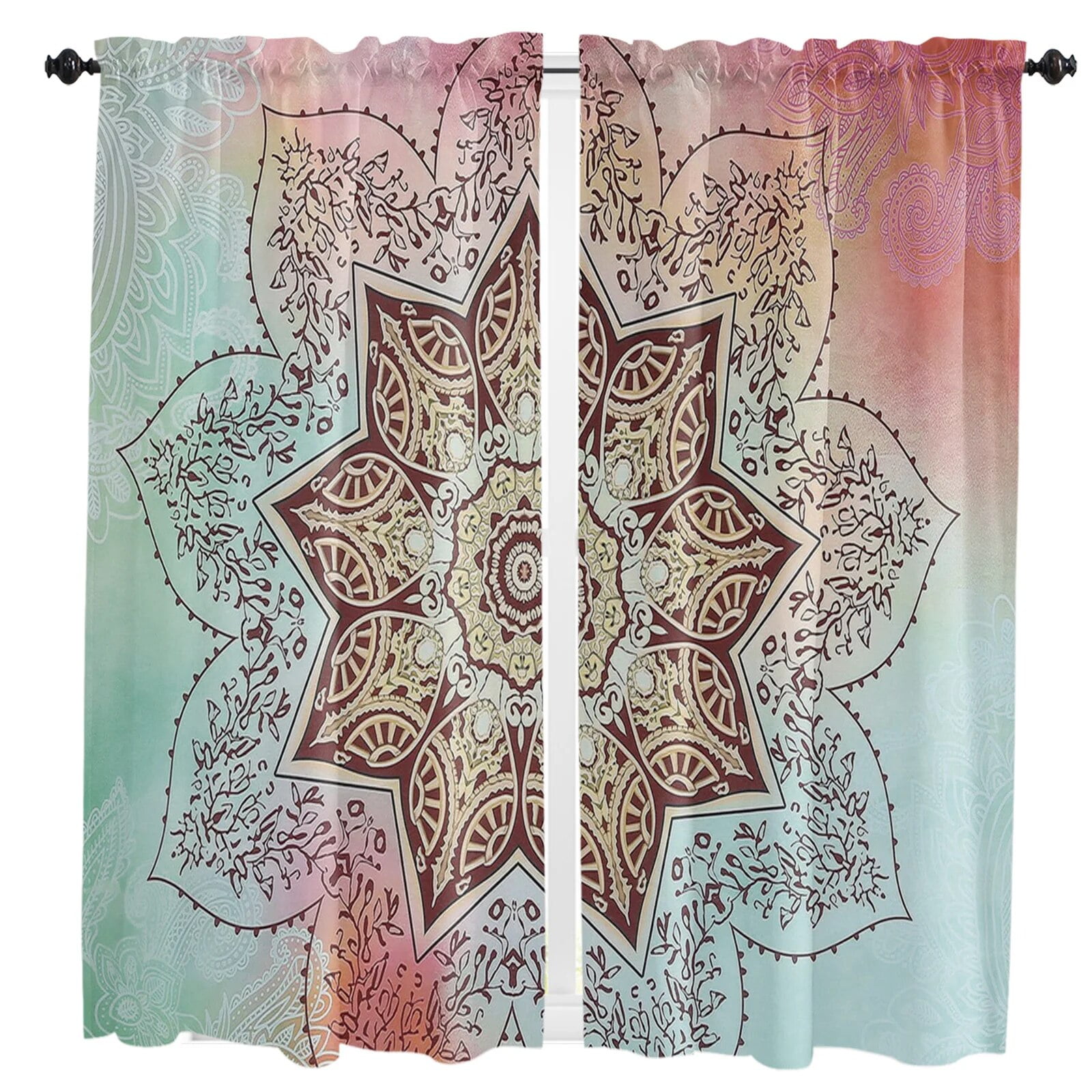 Mandala Flowers Bloom Abstract Curtains For Living Room Bedroom Window ...