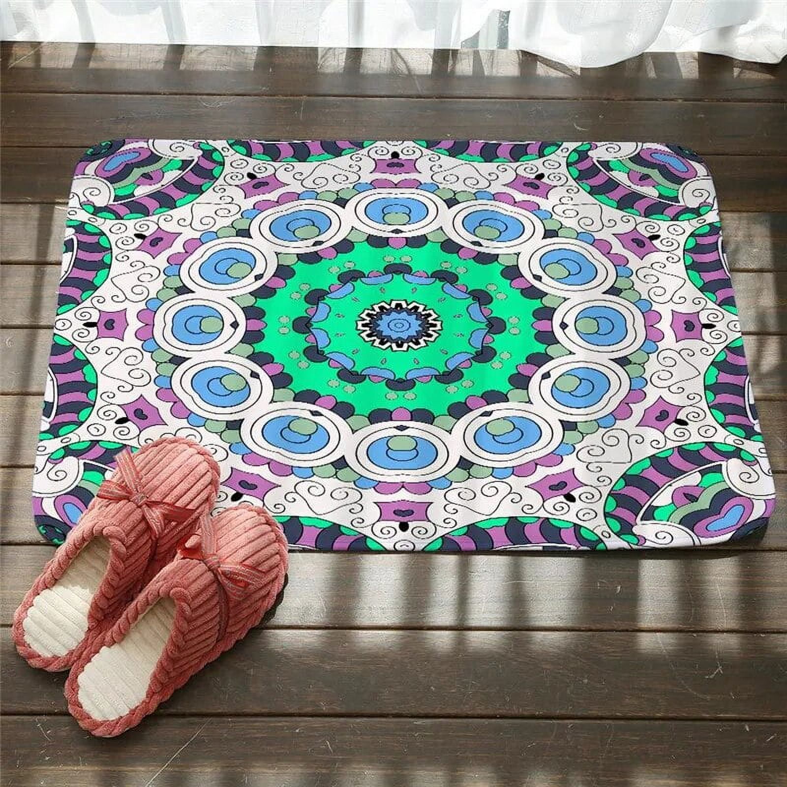 Mandala Flowers Floor Door Mats Flannel Color Mandala Floral Rugs Anti-slip Bedroom Bedside Foot ...