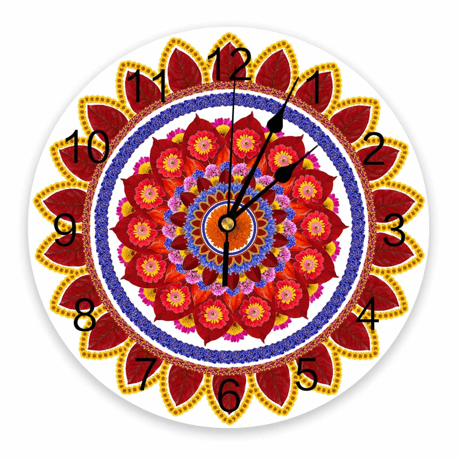 Mandala Flowers Nahuatl Bedroom Wall Clock Large Modern Kitchen Dinning ...