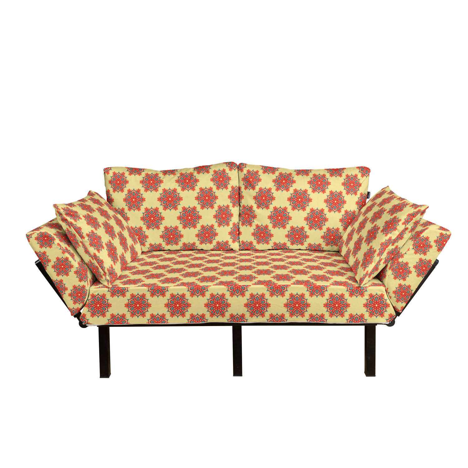 Mandala Futon Couch, Floral Like Surreal Traditional Symmetrical ...