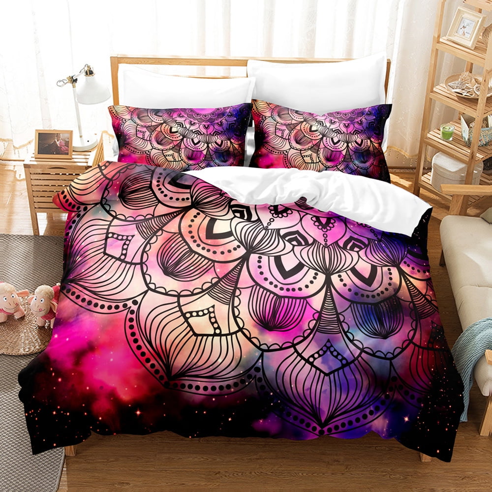 Mandala Galaxy Duvet Cover Set, Boho Chic Petal Flower Bohemian Outer ...