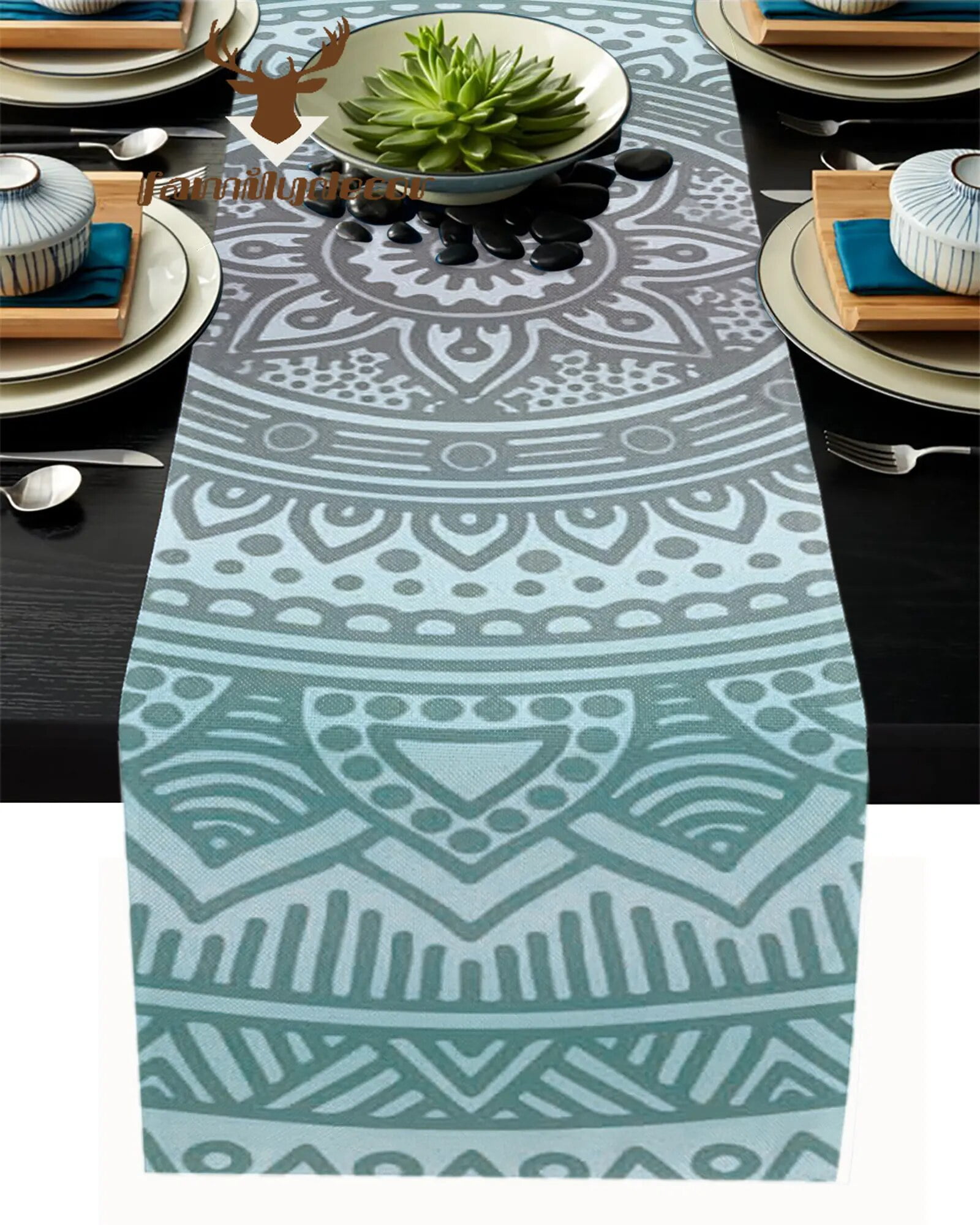 Mandala Gradient Table Runner Home Wedding Decor Table Cover Flag Mat ...