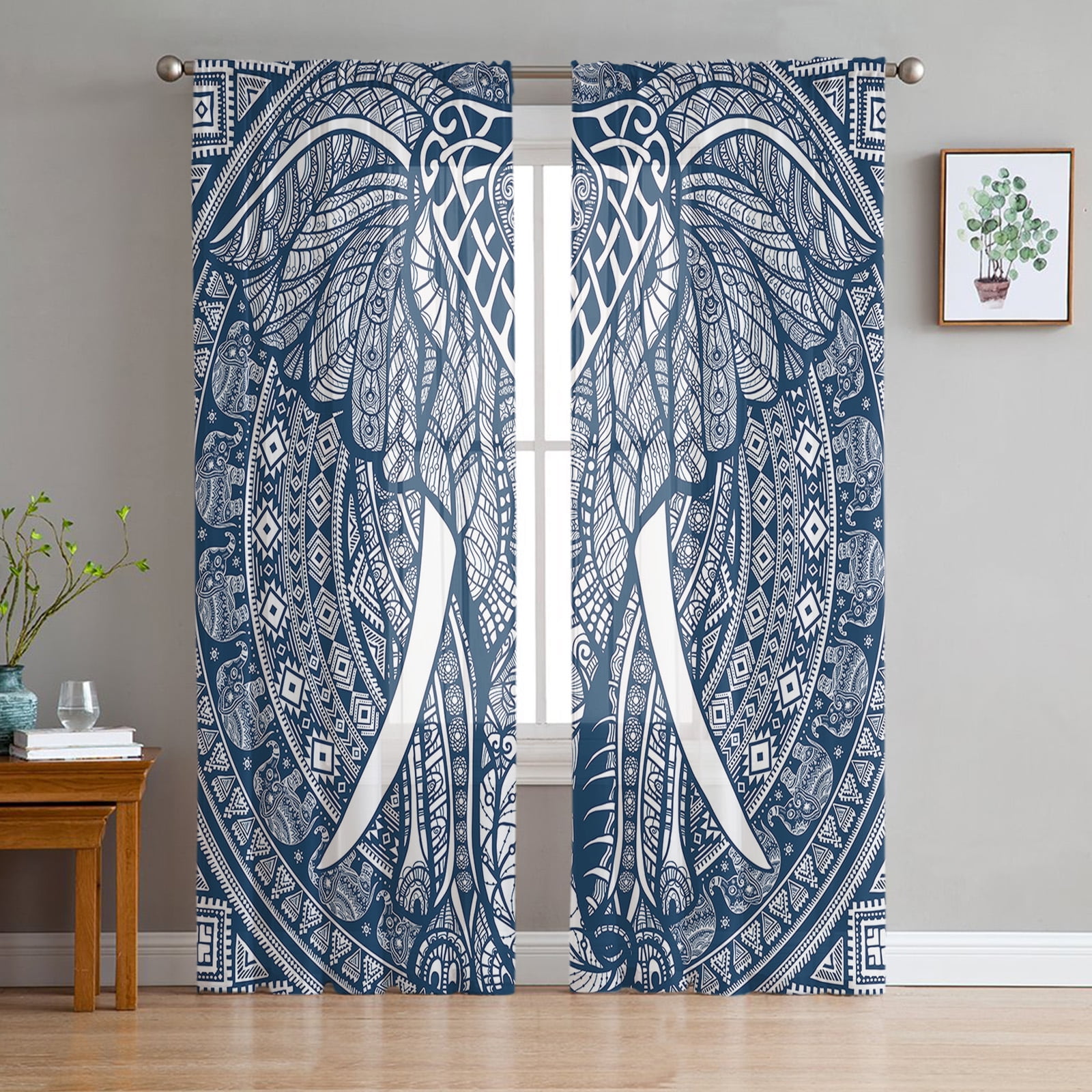 Mandala Gradient Tulle Curtains for Bedroom Modern Voile Curtains Home ...