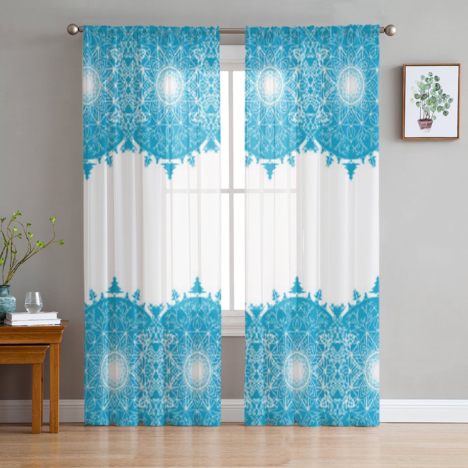 Mandala Gradient Tulle Curtains for Bedroom Modern Voile Curtains Home ...