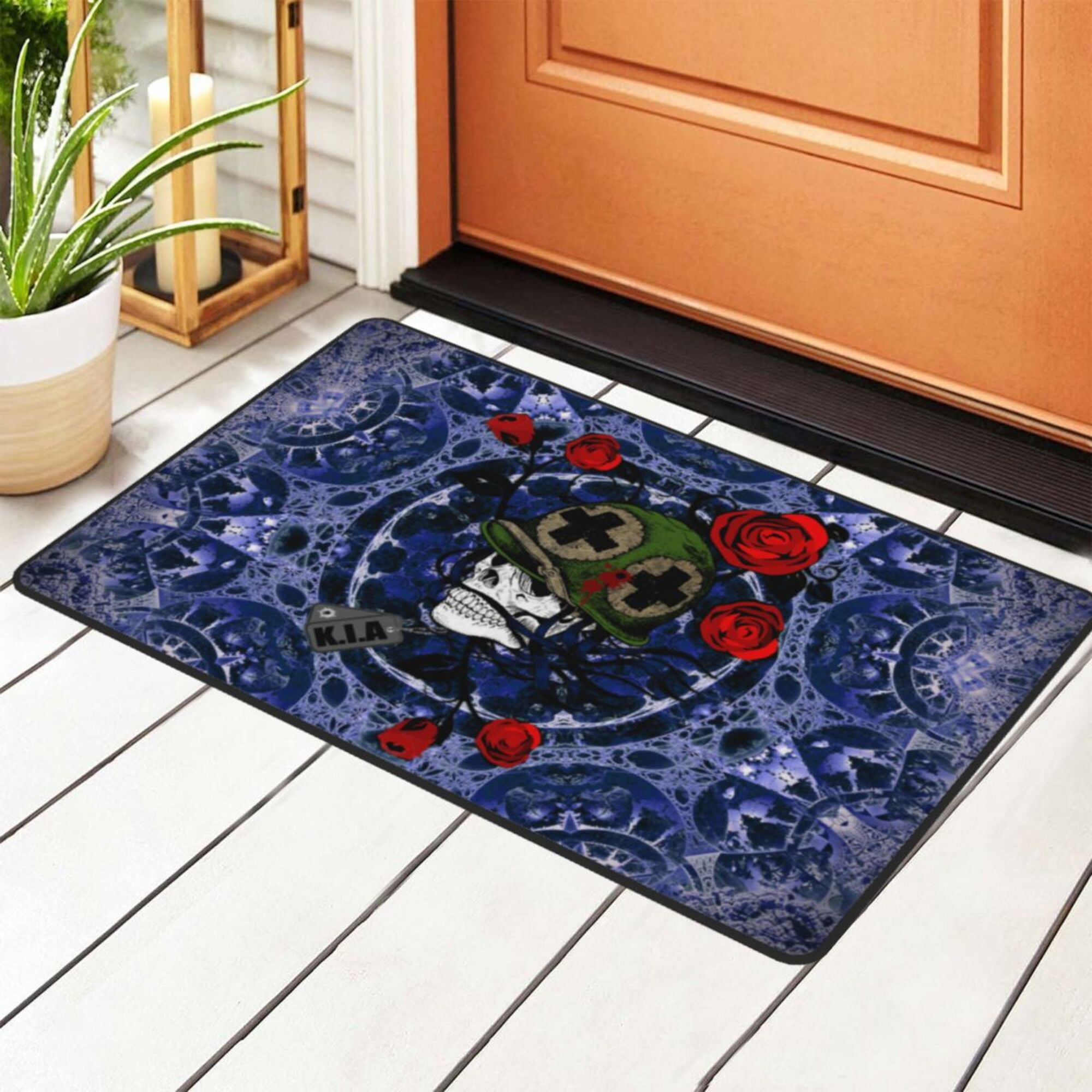 Mandala Grateful Soldier Dead Skull and Roses Doormat Area Rugs, Non ...