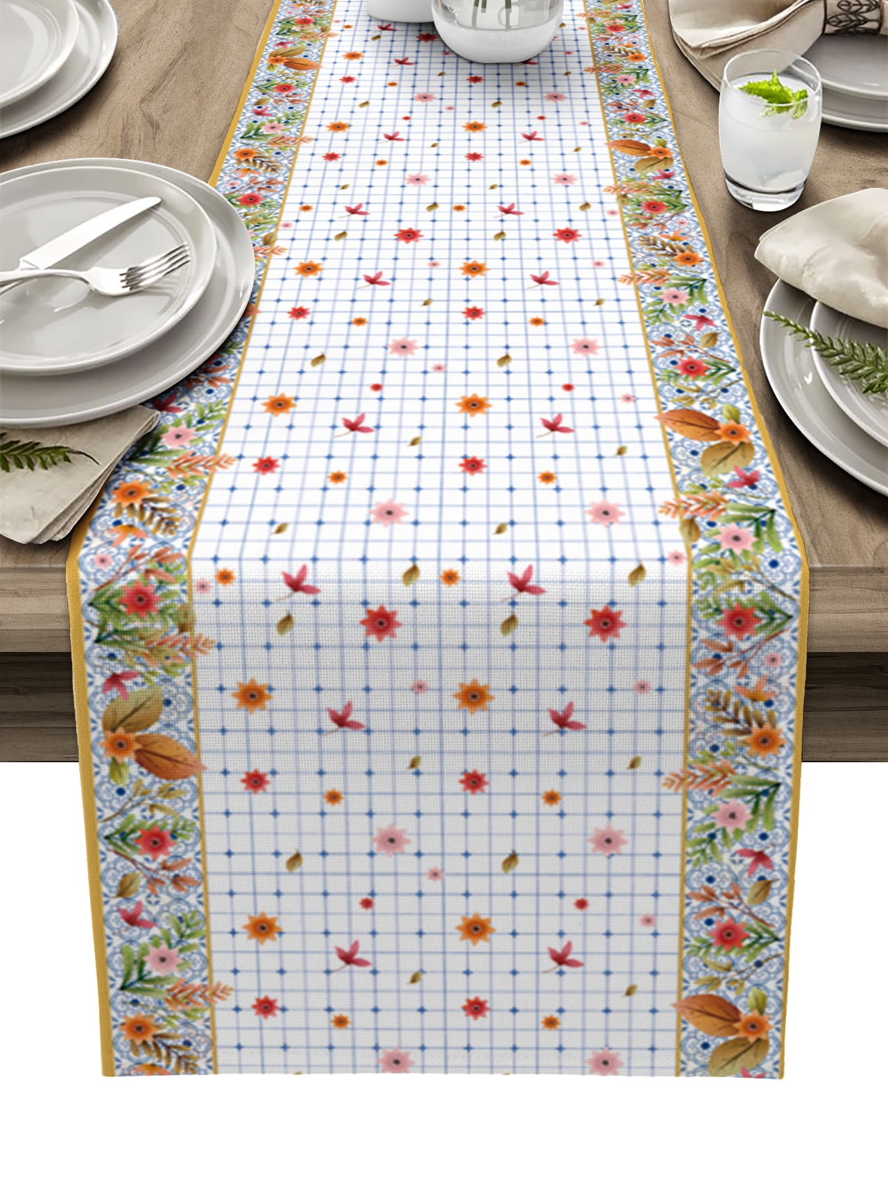 Mandala Grey Blue Texture Table Runner Home Wedding Table Flag Mat ...