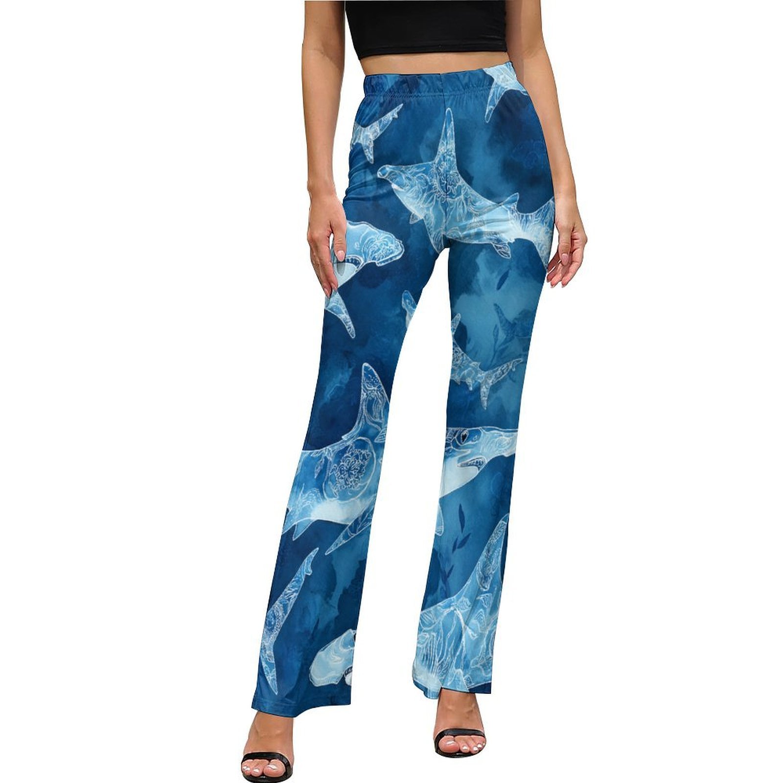 Mandala Hammerhead Shark High Waisted Casual Flared Trousers Summer ...