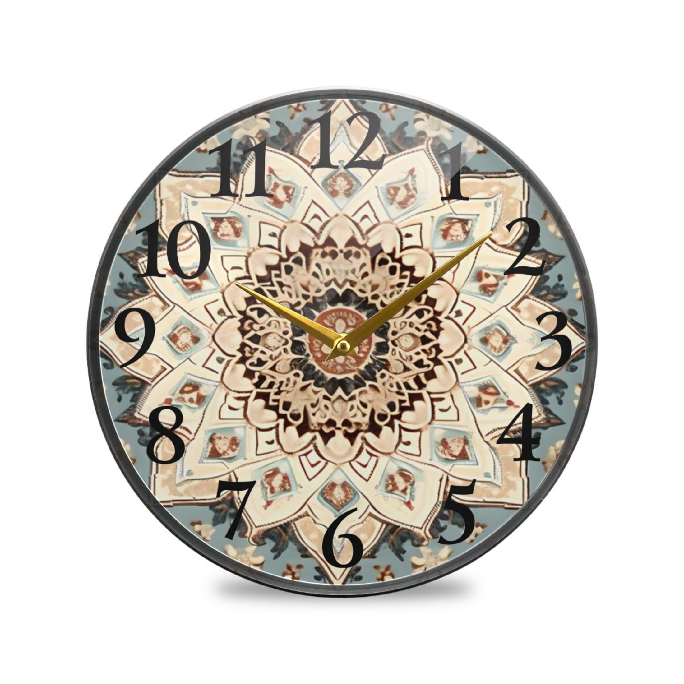 Mandala Indian Wall Clocks Battery Operated 11.9 Inch Round Clock ...