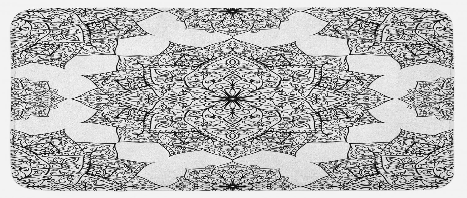 Mandala Kitchen Mat, Middle Eastern Mosaic Design Secret Body and ...