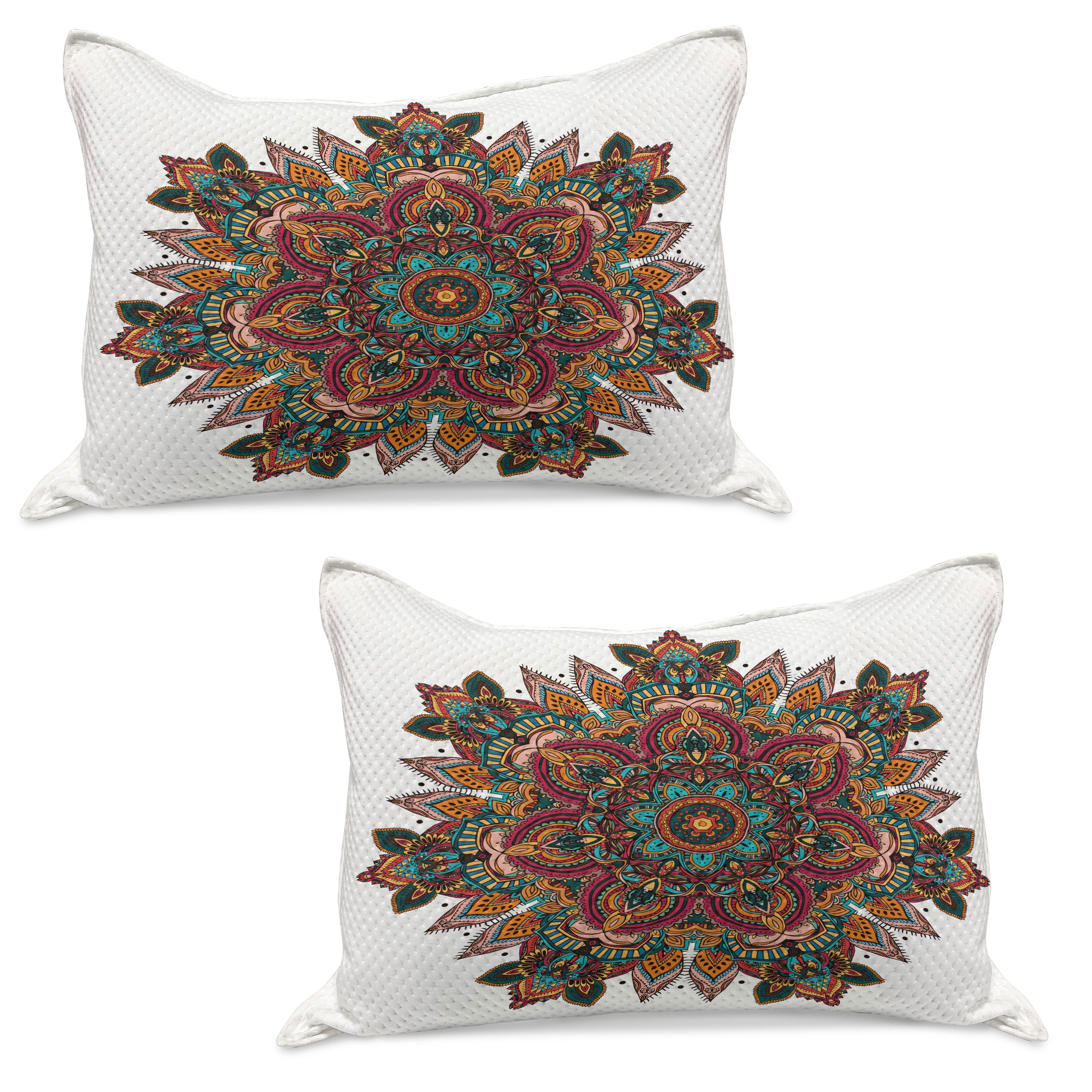 Mandala Knitted Quilt Pillowcover Set of 2, Mandala Design Unifying ...