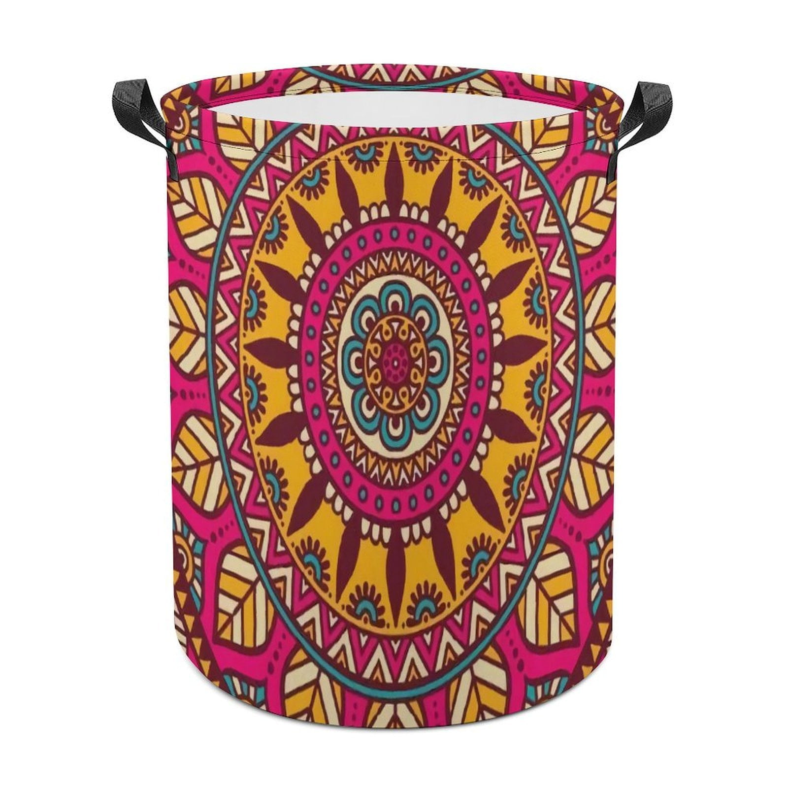 Mandala Laundry Bag, Collapsible Round Laundry Hamper with Handle ...