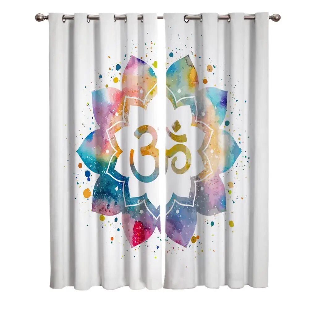 Mandala Lotus Datura Window Curtains Scenic Curtains for Living Room ...