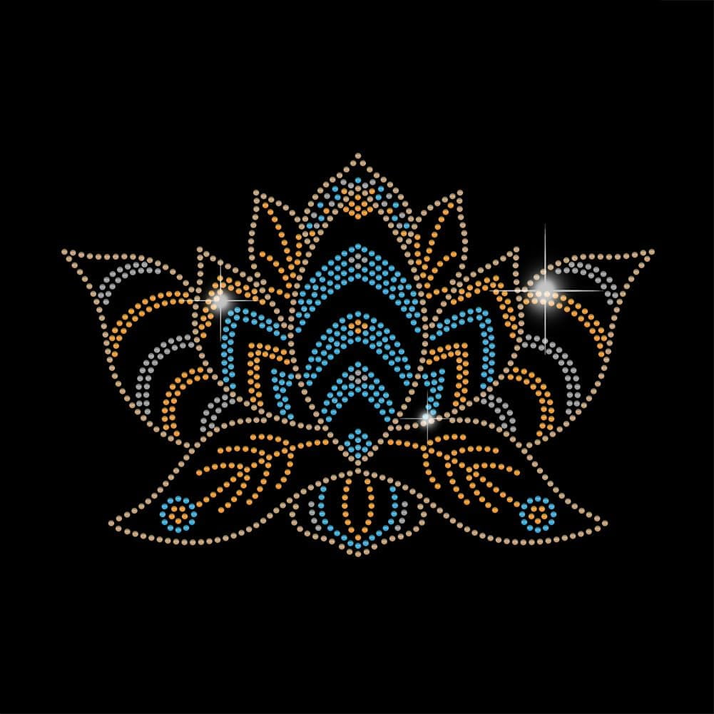 Mandala Lotus Rhinestone Iron On Heat Transfer Iron On Hot Fix Bling ...