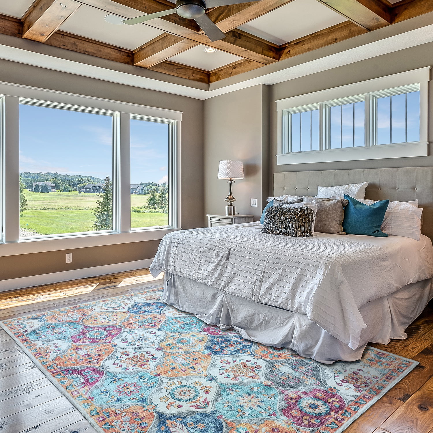 Mandala - Machine Washable Area Rugs 6 X 9 Ft, Stain Resistant Rug ...