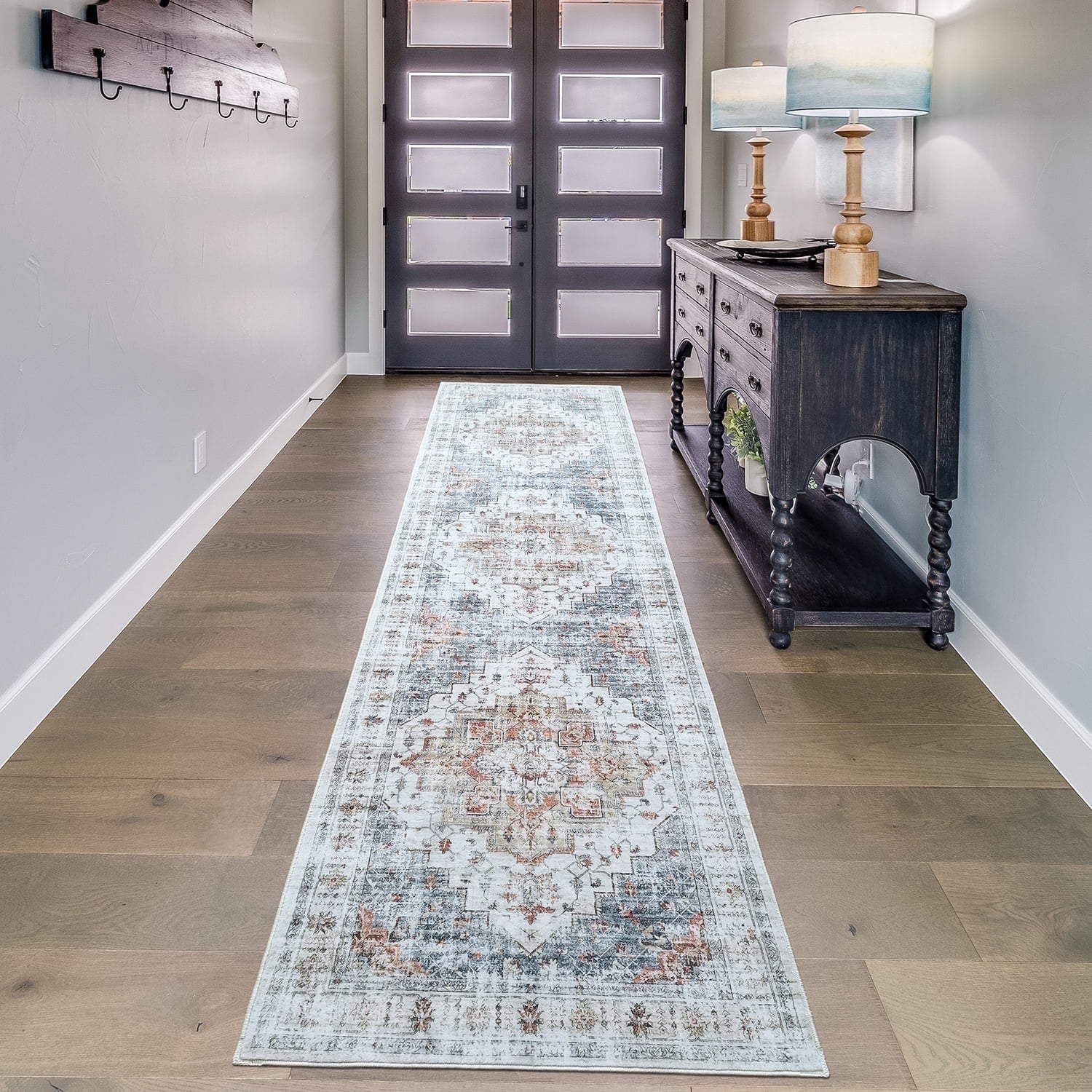 Mandala - Machine Washable Runner Rugs 2 x 8 - Stain Resistant Colorful ...