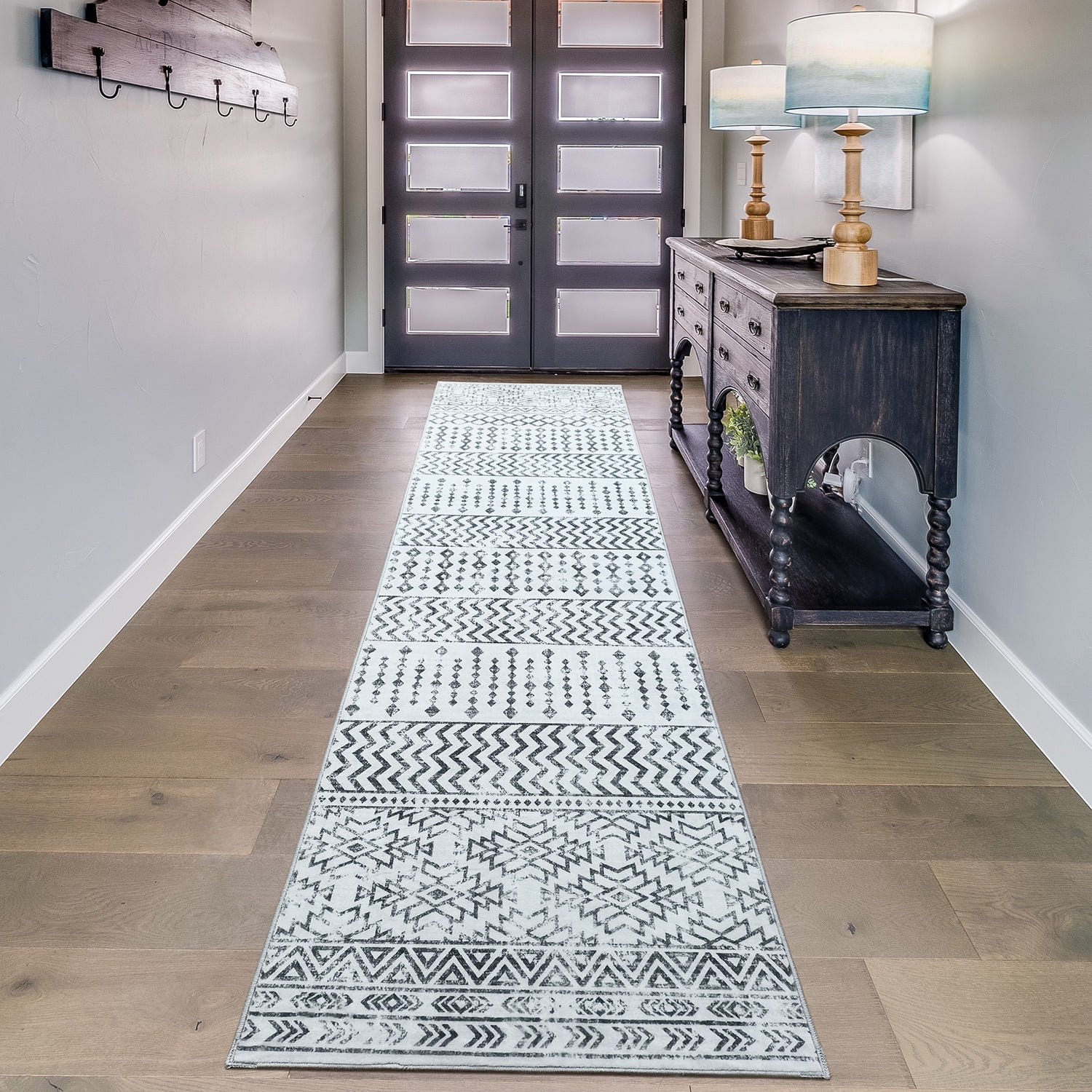 Mandala - Machine Washable Runner Rugs 2 x 8 - Stain Resistant Colorful ...