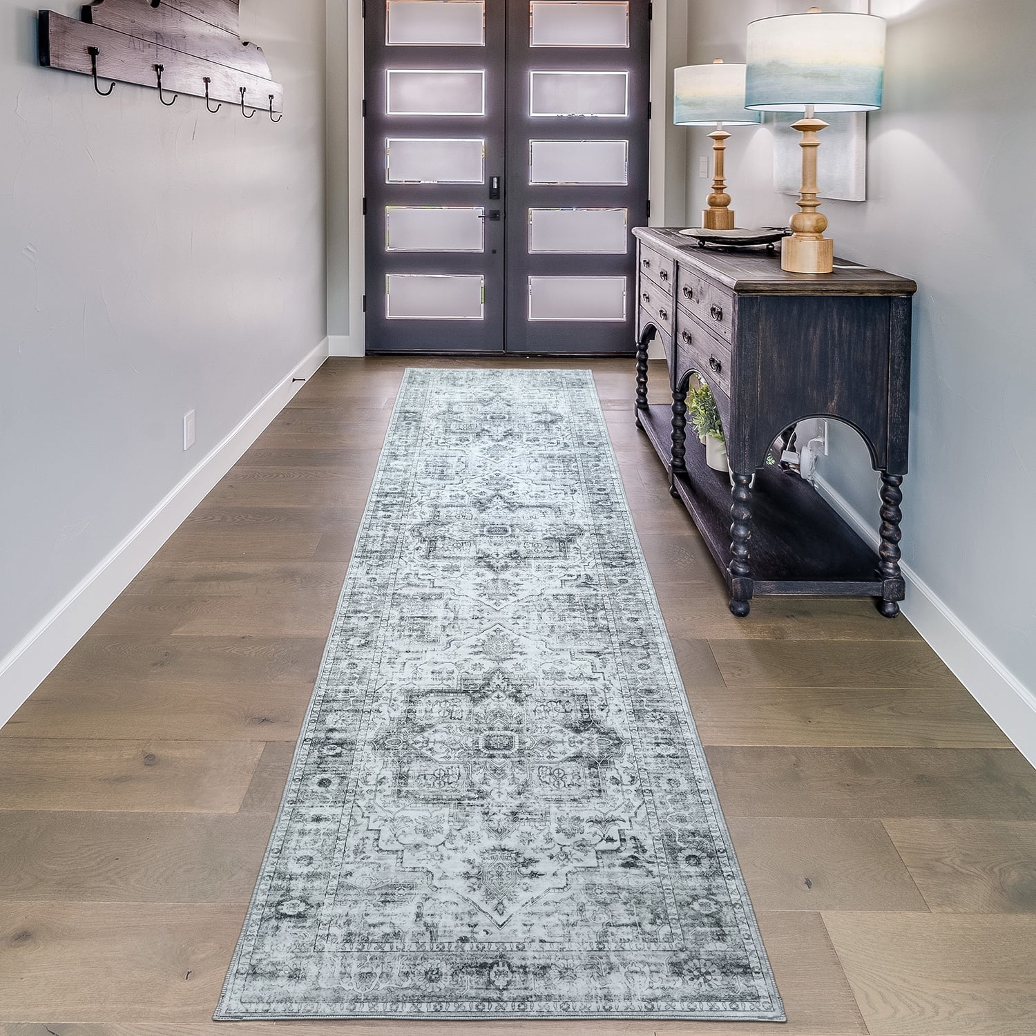 Mandala - Machine Washable Runner Rugs 2 x 8 - Stain Resistant Colorful ...