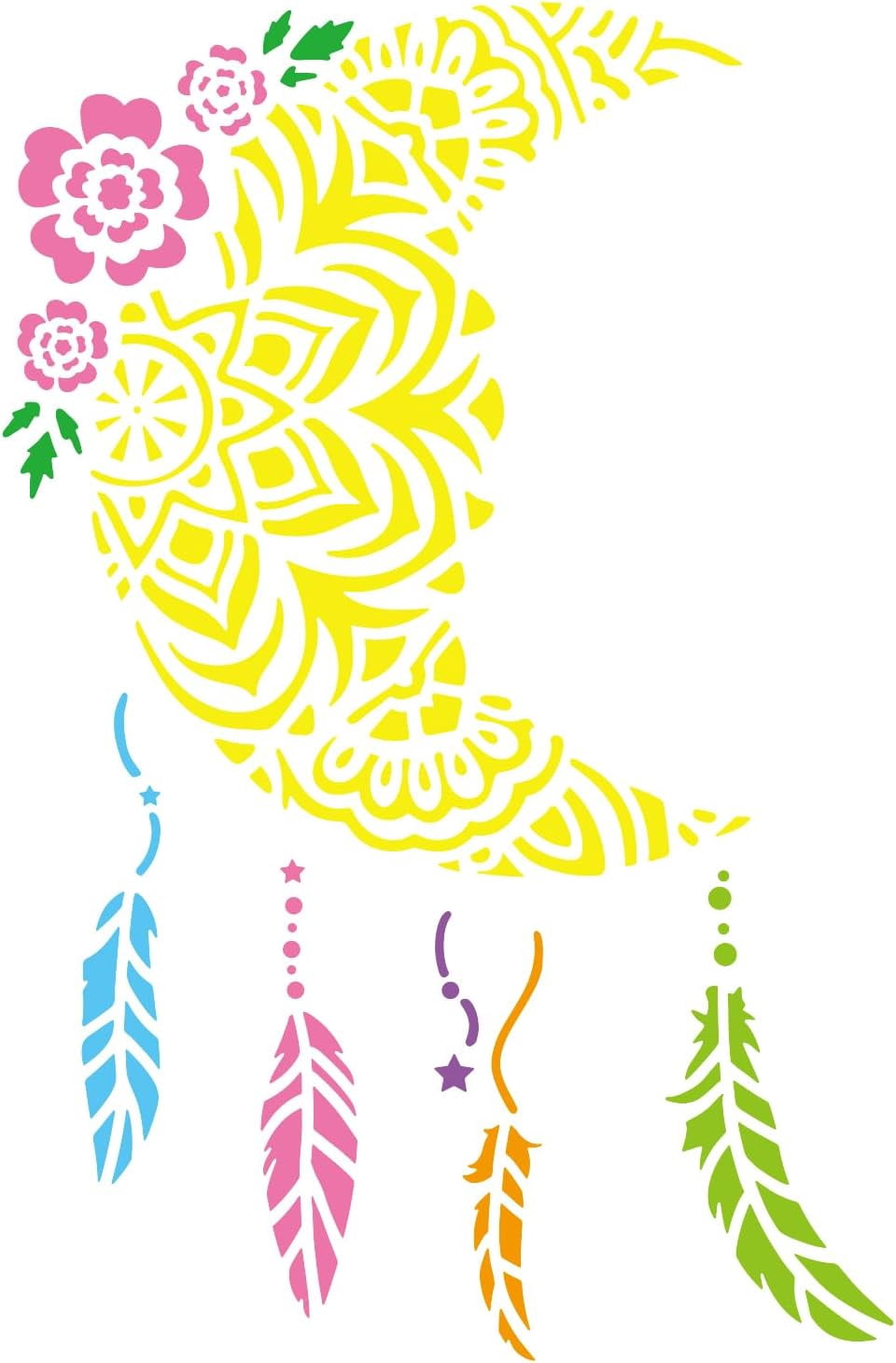 Mandala Moon Dream Catcher Stencil 11.8x11.8inch Moon Pattern Painting ...