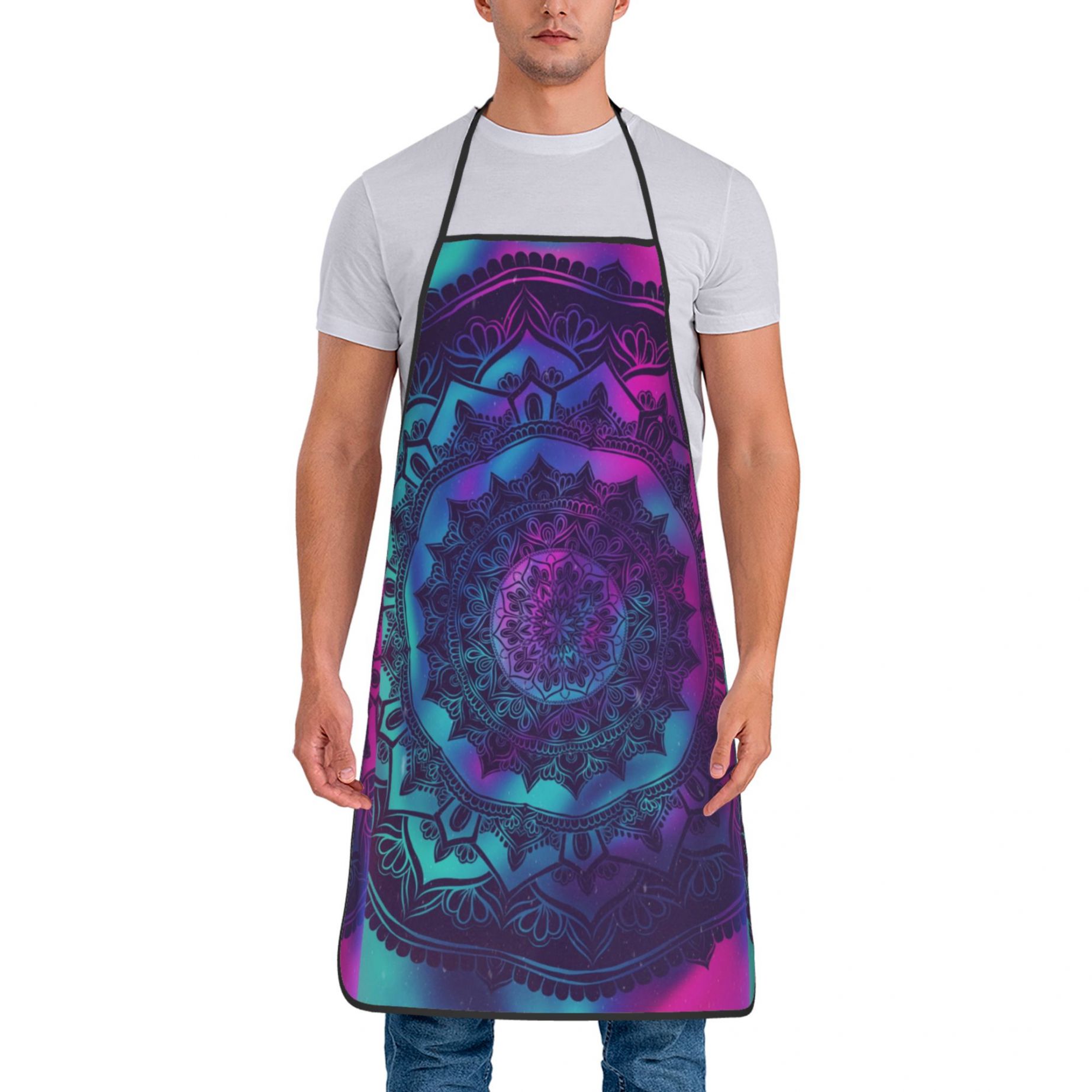 Mandala Neon Sign Aprons for Women Men Waterproof Apron Kitchen Chef ...