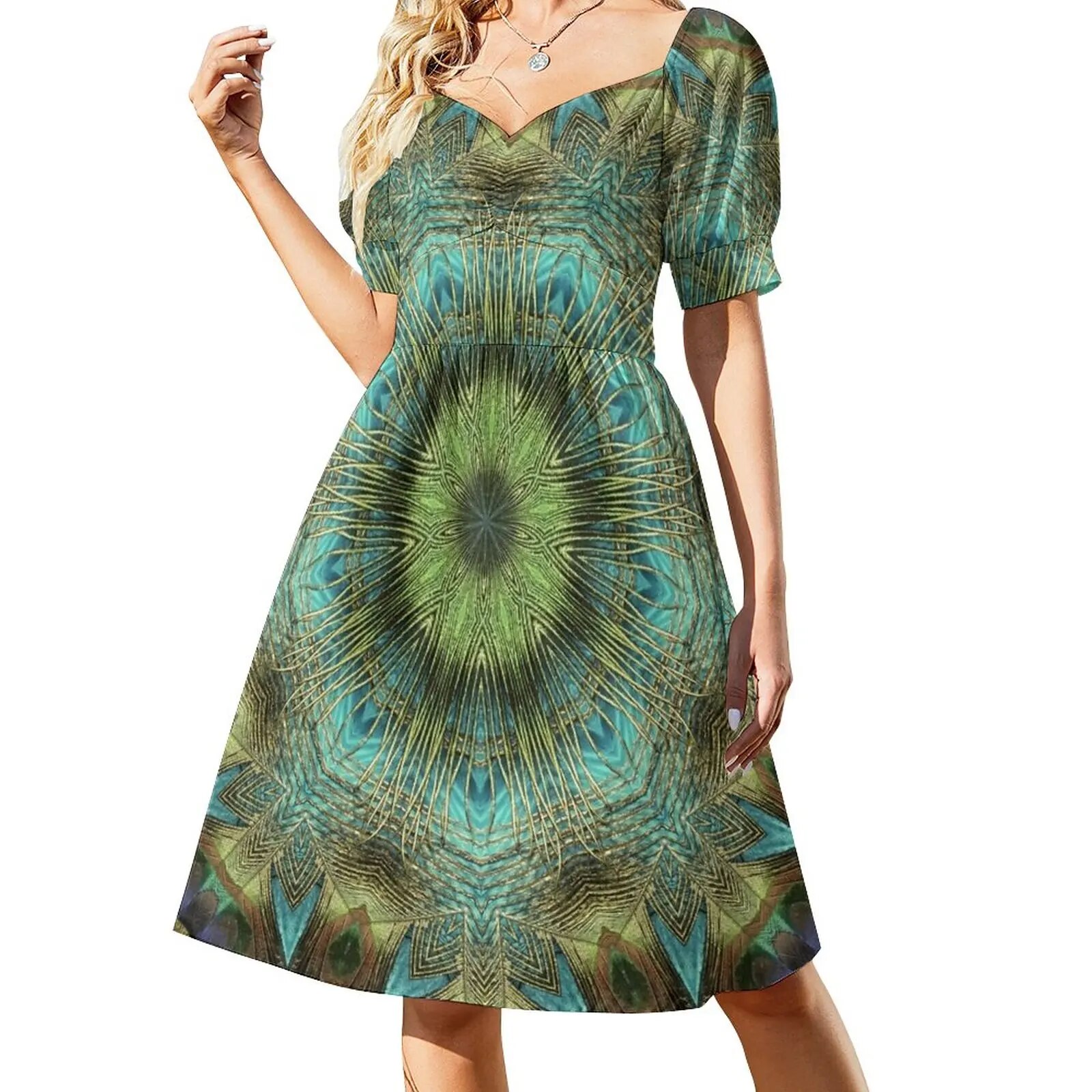 Mandala Of Peacock Eyes Dress chic and elegant woman dress Dresses ...