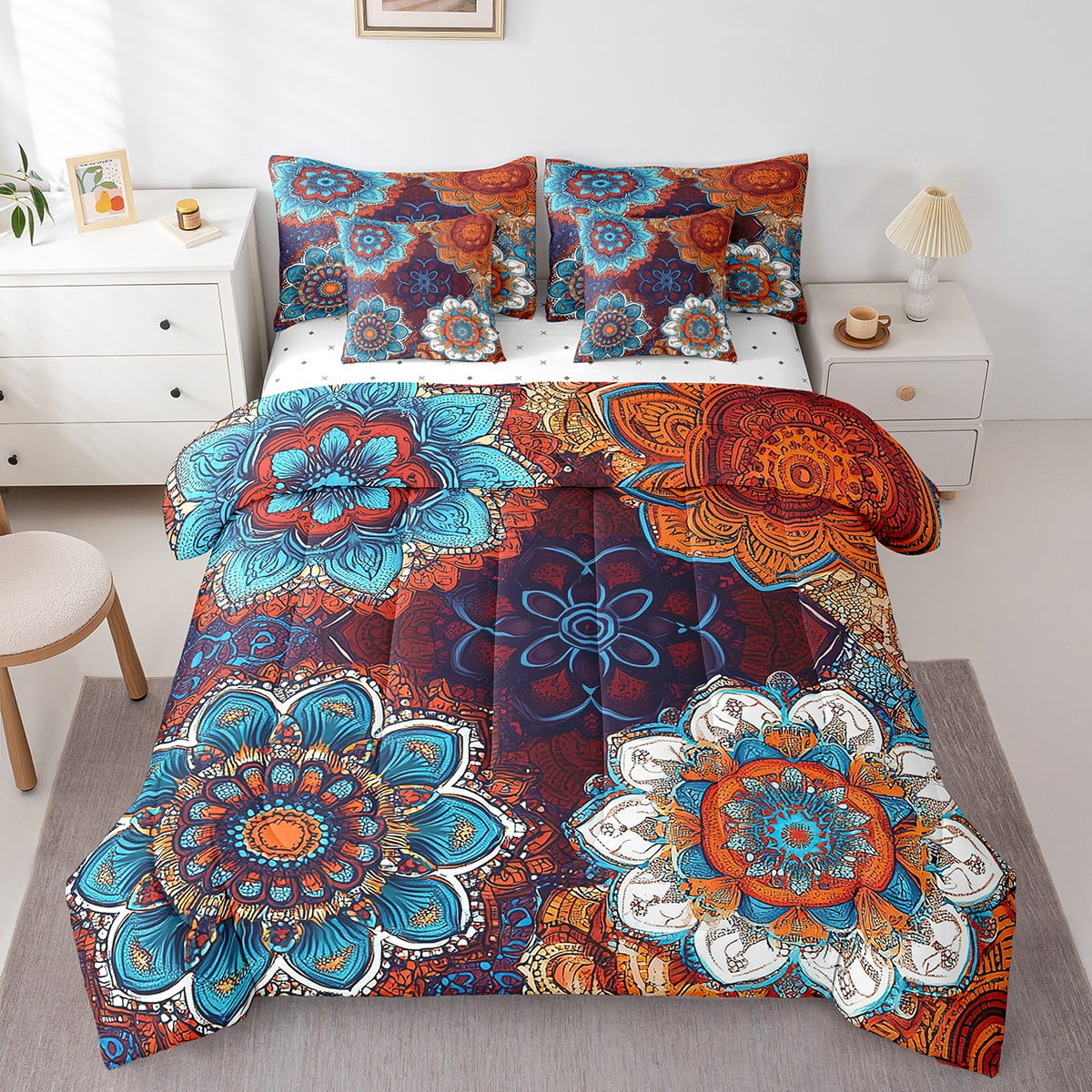 Mandala Paisley Bed in a Bag Queen Comforter Set 7 Piece,Boho Decor ...
