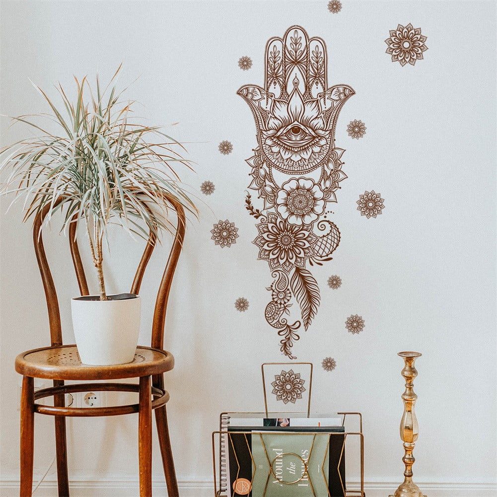 Mandala Palm Lotus Wall Sticker Bedroom Living Room Wall Stickers ...