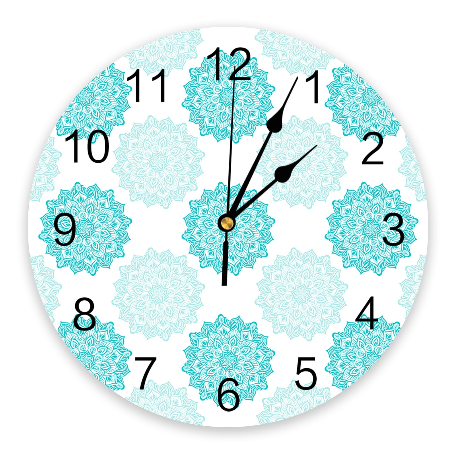 Mandala Pattern Aqua Texture Wall Clock For Modern Home ration Teen ...