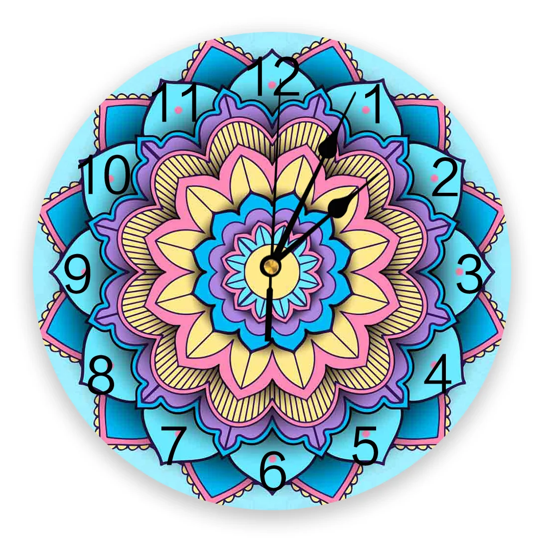 Mandala Pattern Color Round Wall Clock Creative Home Decor Living Room ...
