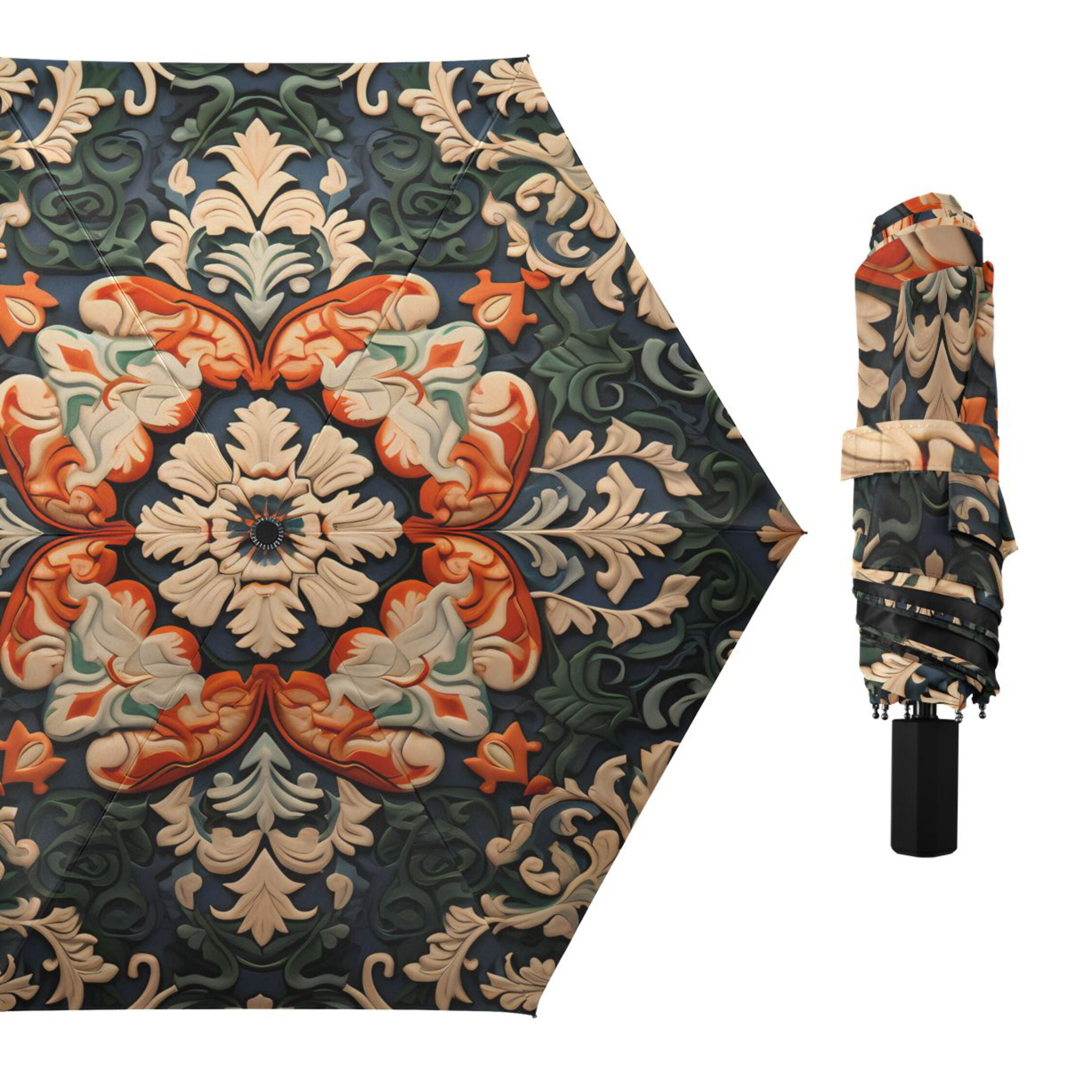 Mandala Pattern Compact Sun Umbrella Windproof Travel Umbrellas for ...