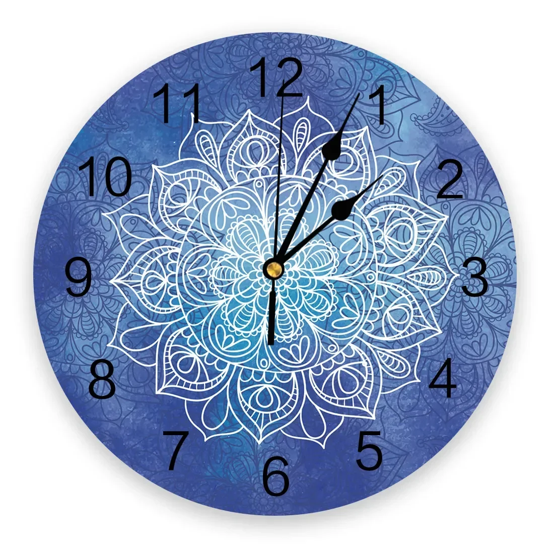Mandala Pattern Elephant Blue Wall Clock For Modern Home Decoration ...