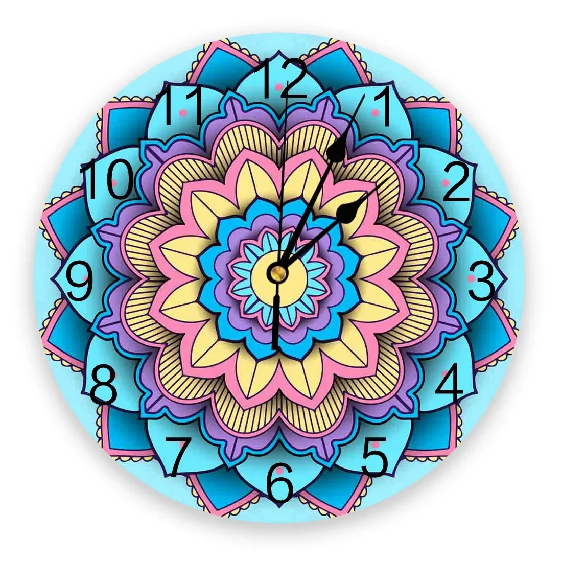Mandala Pattern Elephant Blue Wall Clock For Modern Home Decoration ...