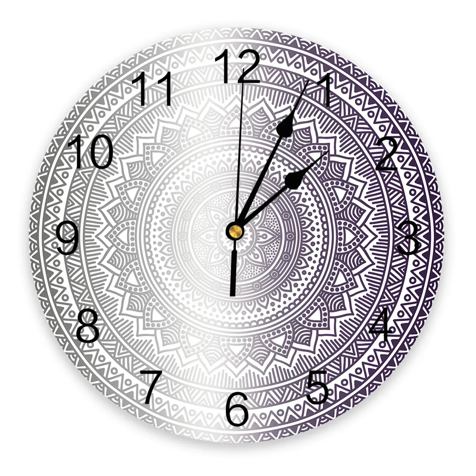 Mandala Pattern Gradient Creative Wall Clock Silent Modern Watch Living ...