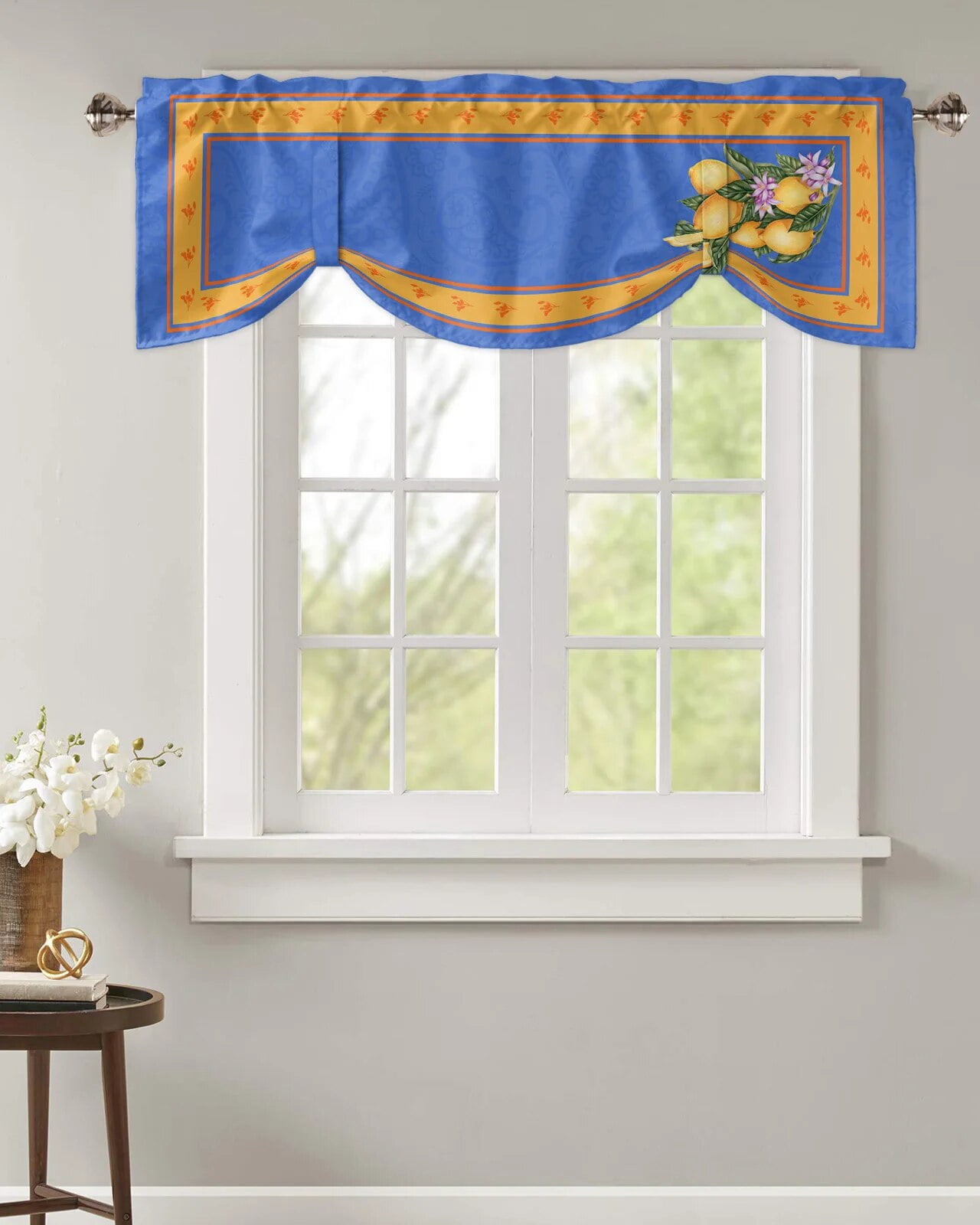 Mandala Pattern Lemon Retro Window Valance Curtain Kitchen Cafe Short ...