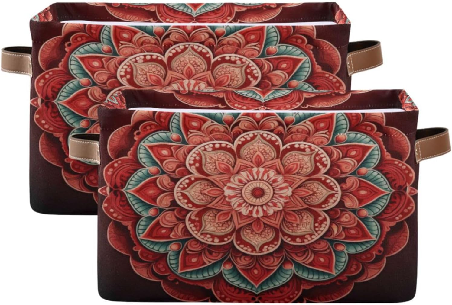 Mandala Pattern Red Shelf Storage Bins, Foldable Fabric Storage Baskets ...