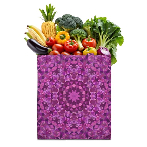 Mandala Pattern Reusable Shopping Tote Bag - Foldable Grocery Bag with ...